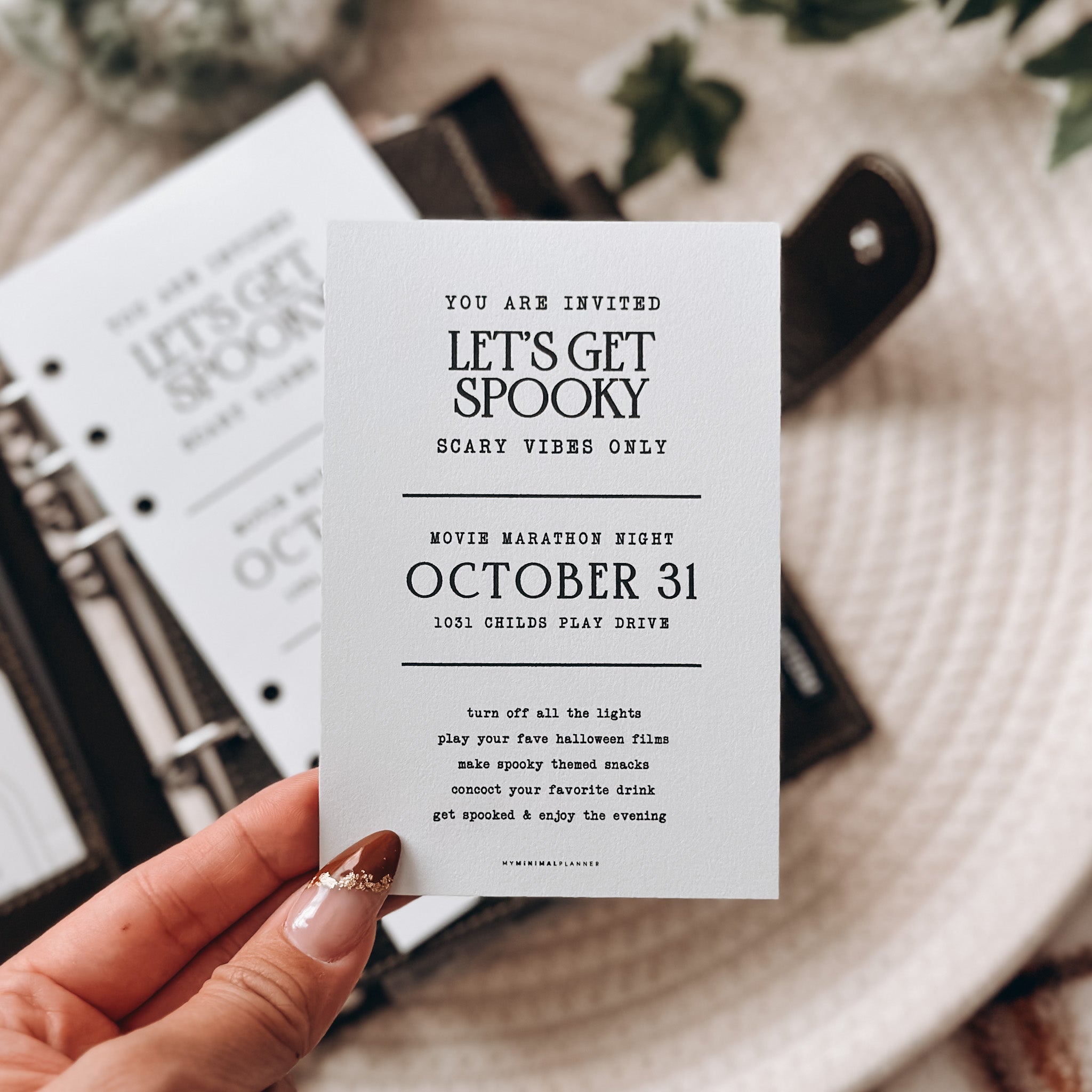 PRD178 - Spooky Invite - Printable Dashboard – My Minimal Planner