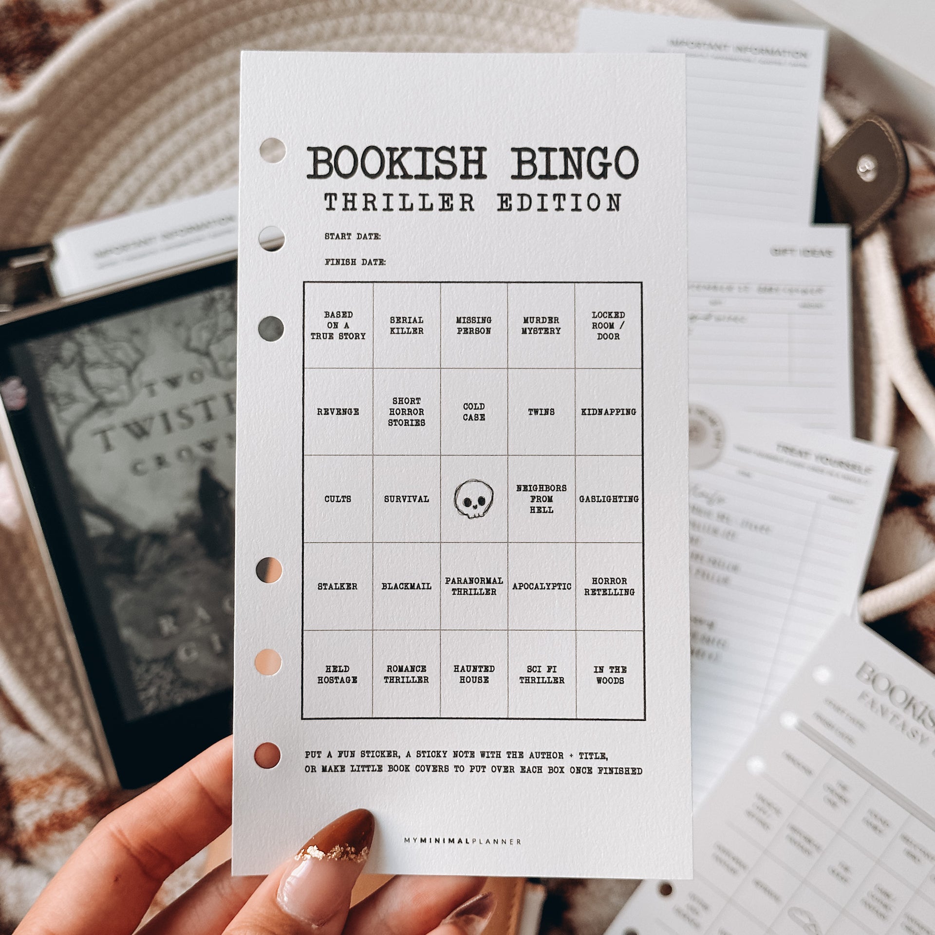 RD181 - Thriller Bookish Bingo - Printable Dashboard – My Minimal Planner