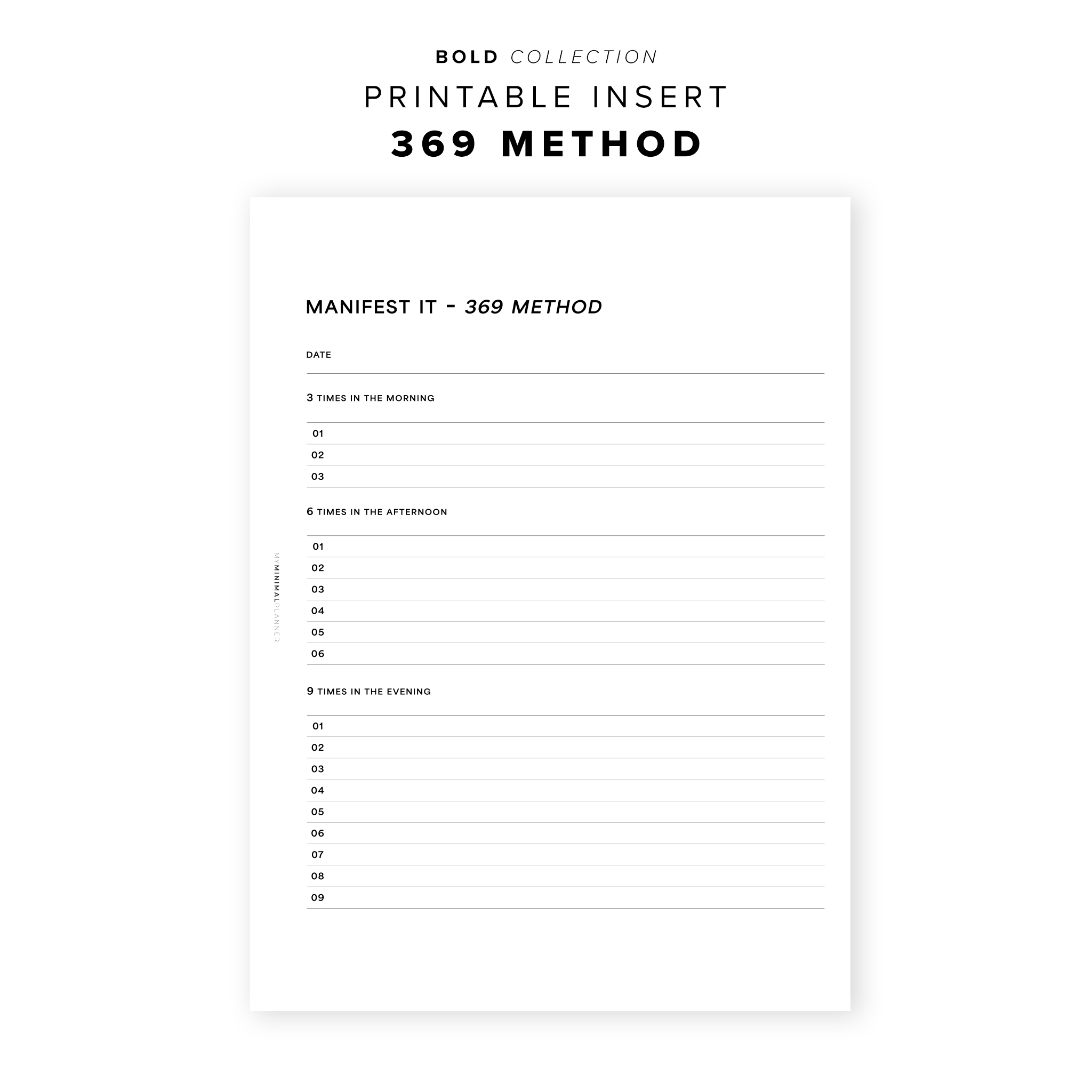 PR246 - 369 Manifest Method - Printable Insert – My Minimal Planner