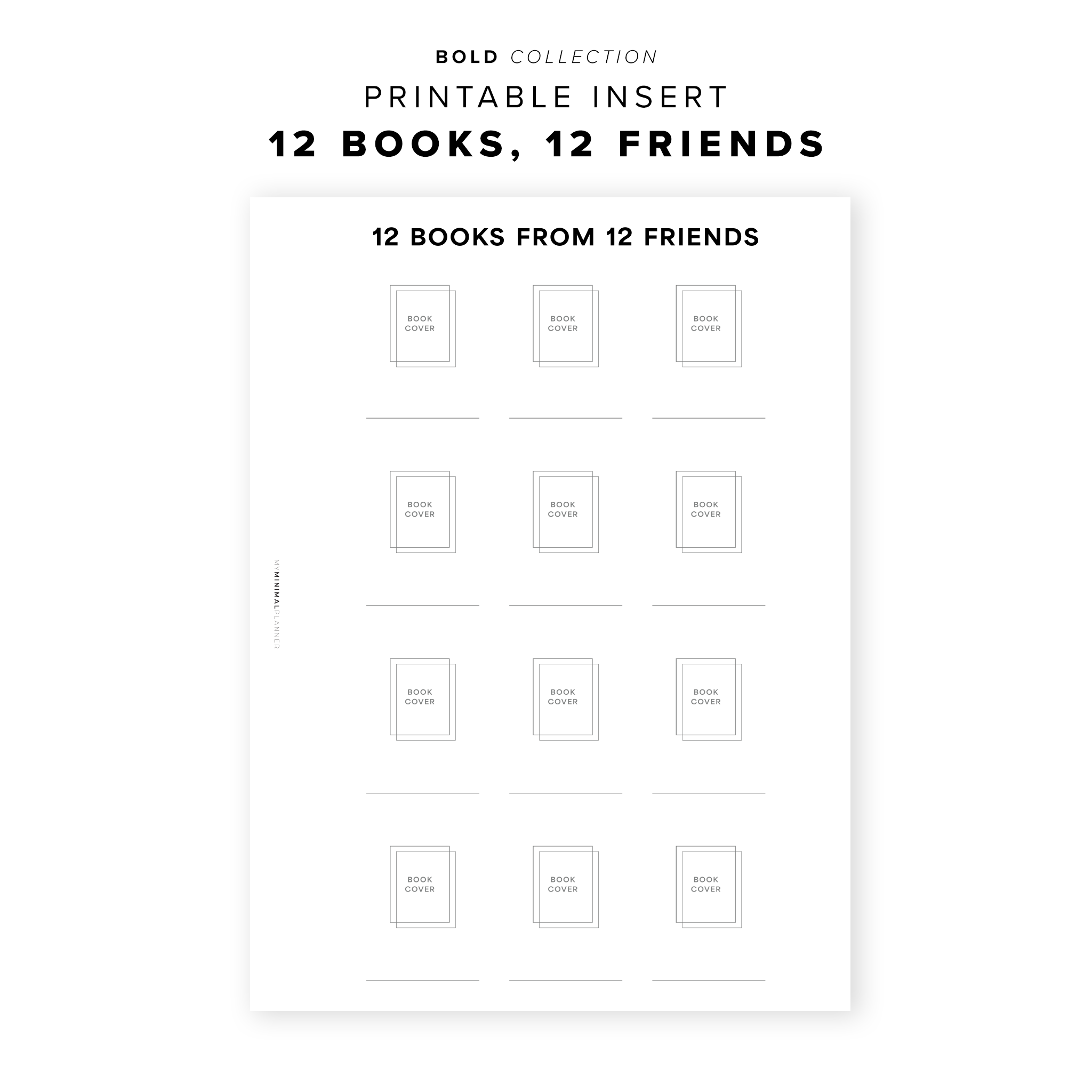 PR245 - 12 Books, 12 Friends - Printable Insert – My Minimal Planner