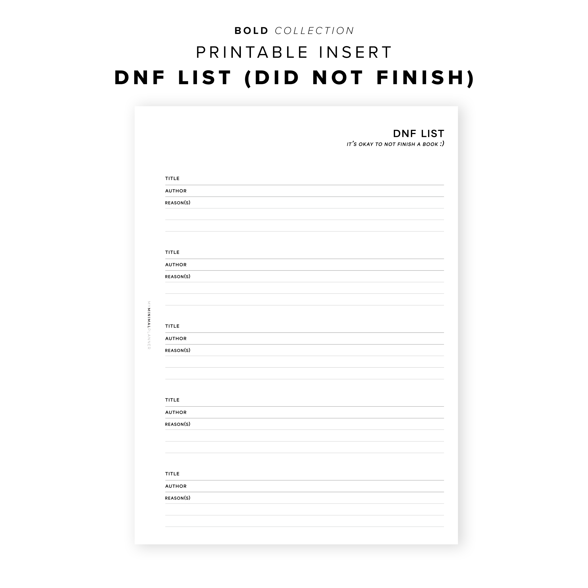 PR216 - DNF List - Printable Insert – My Minimal Planner