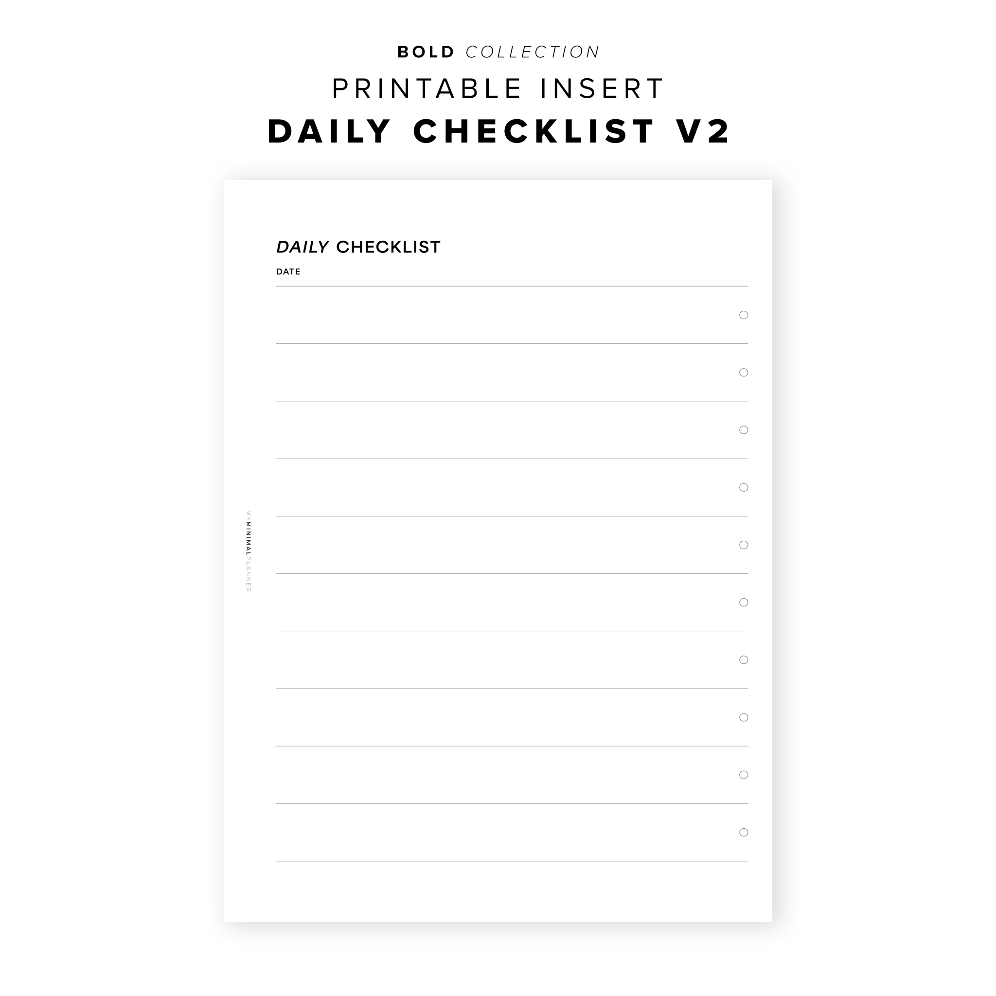 PR326 - Daily Checklist V2 - Printable Insert – My Minimal Planner