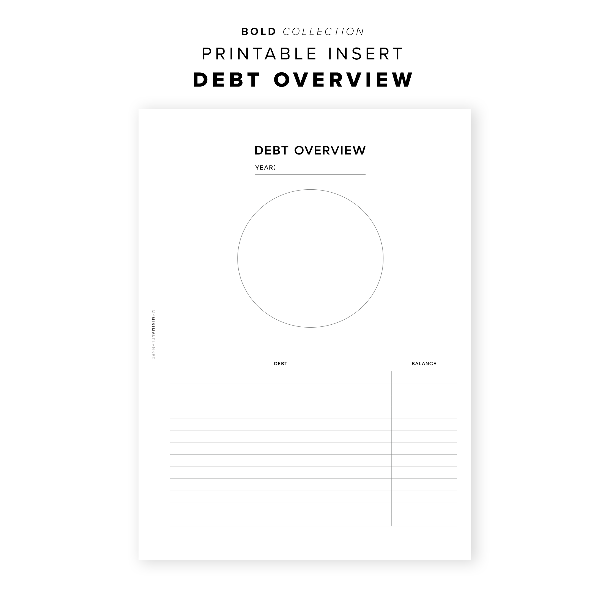 PR224 - Debt Overview - Printable Insert – My Minimal Planner