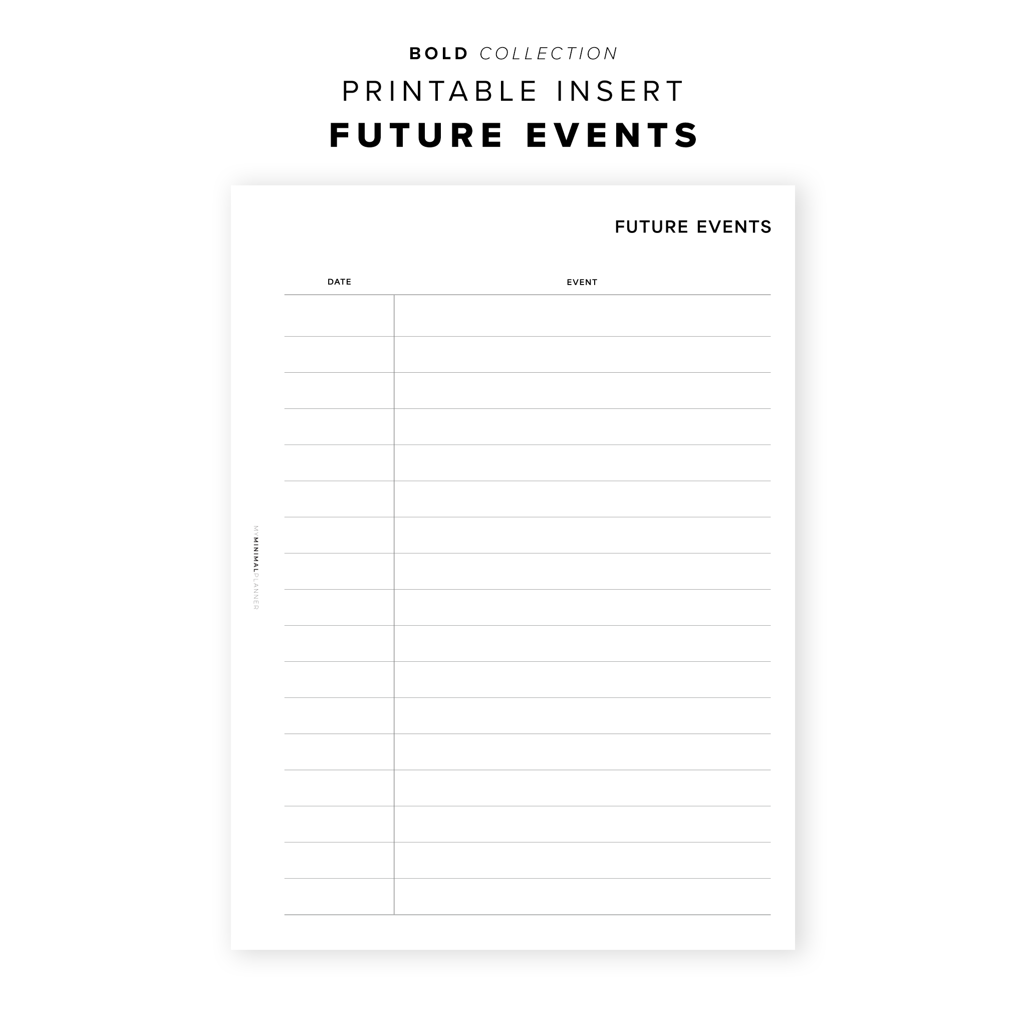 PR296 - Future Events - Printable Insert – My Minimal Planner