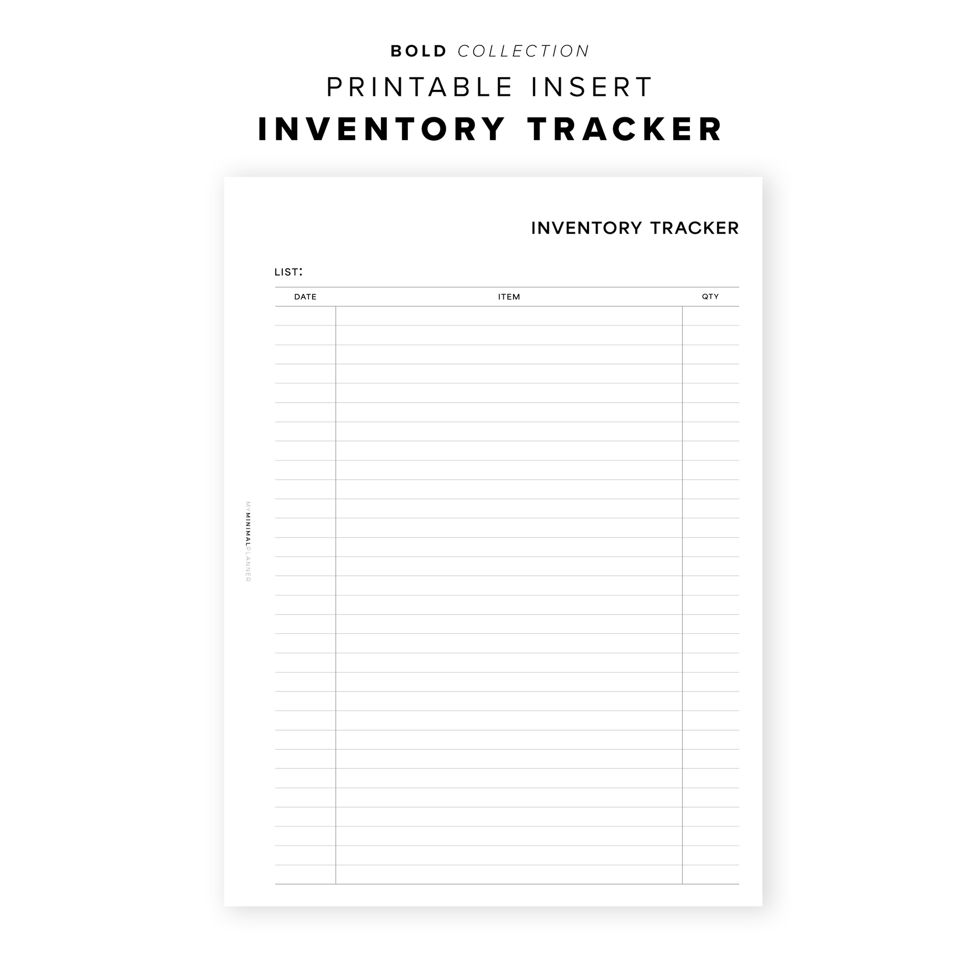 PR213 - Inventory Tracker - Printable Insert – My Minimal Planner