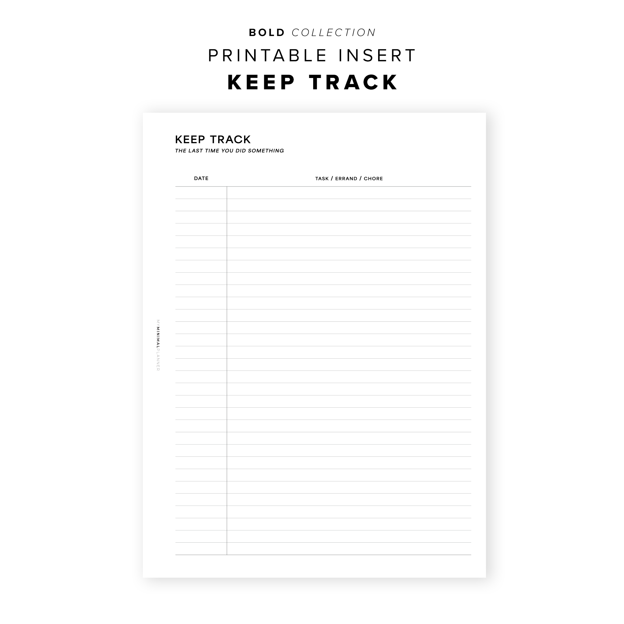 PR247 - Keep Track - Printable Insert – My Minimal Planner