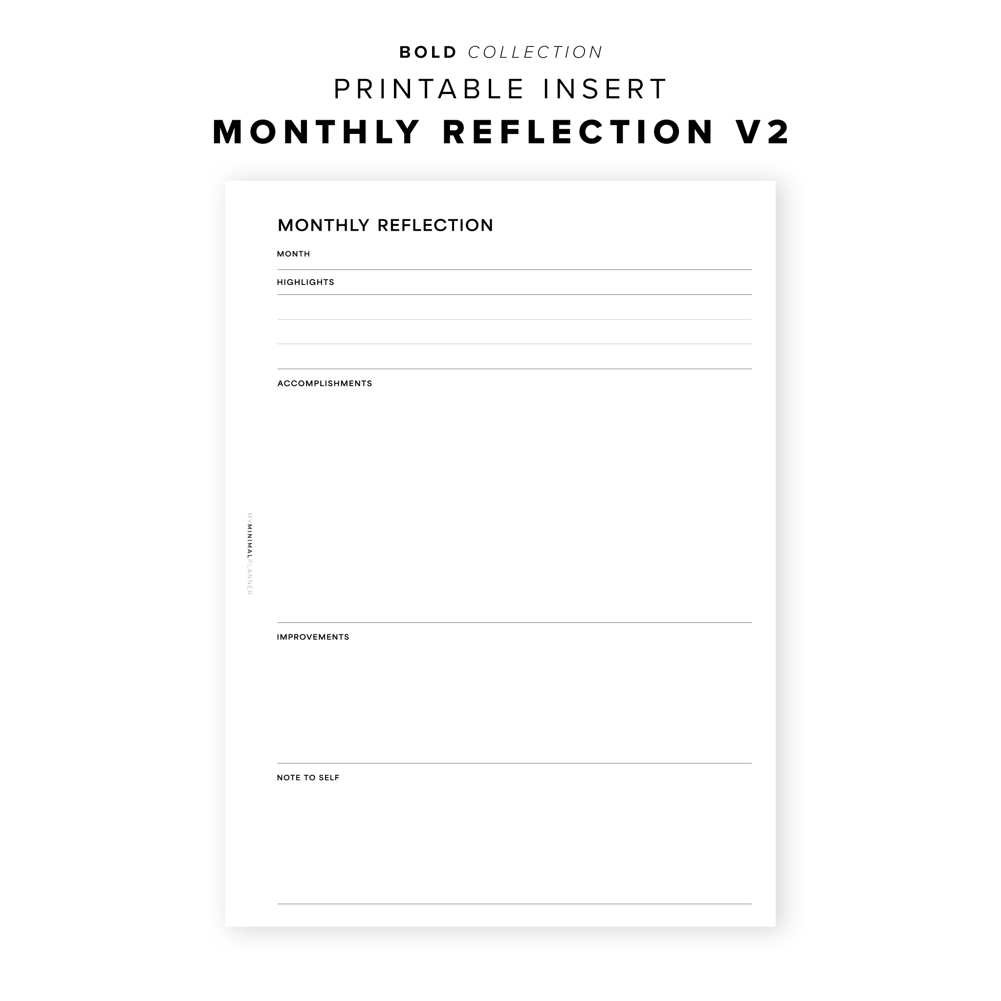 PR325 - Monthly Reflection V2 - Printable Insert – My Minimal Planner