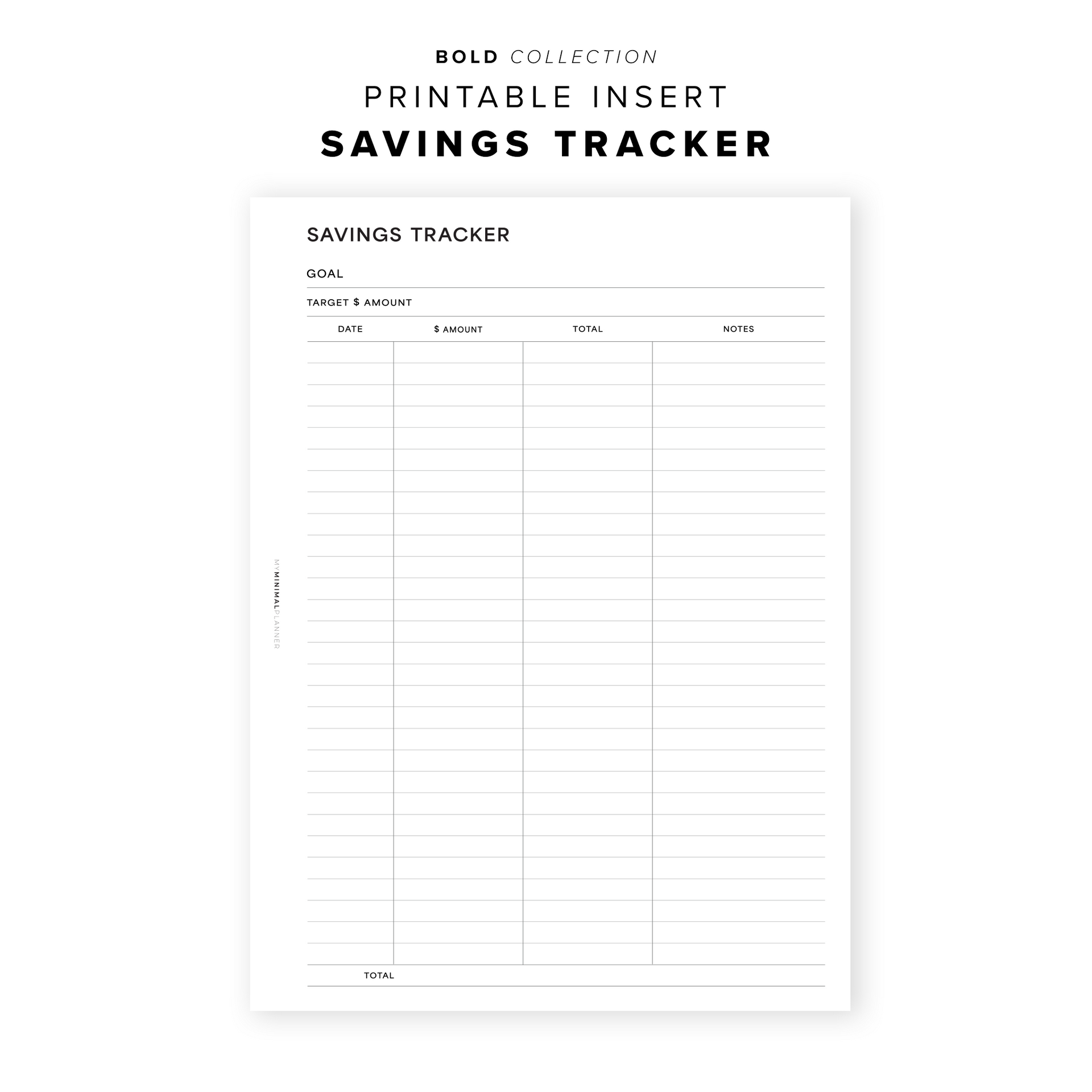 PR227 - Savings Tracker - Printable Insert – My Minimal Planner