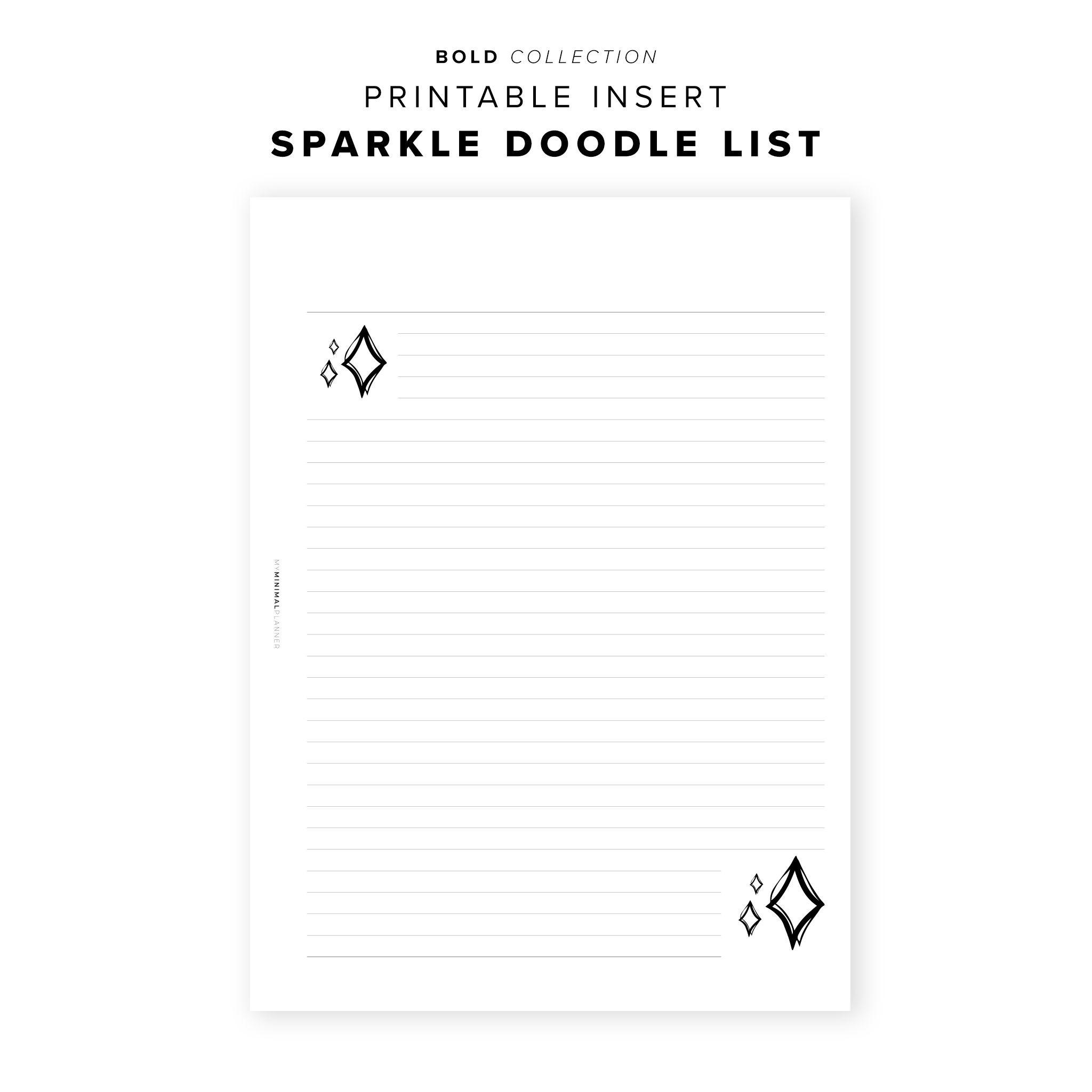 PR230 - Sparkle Doodle List - Printable Insert – My Minimal Planner