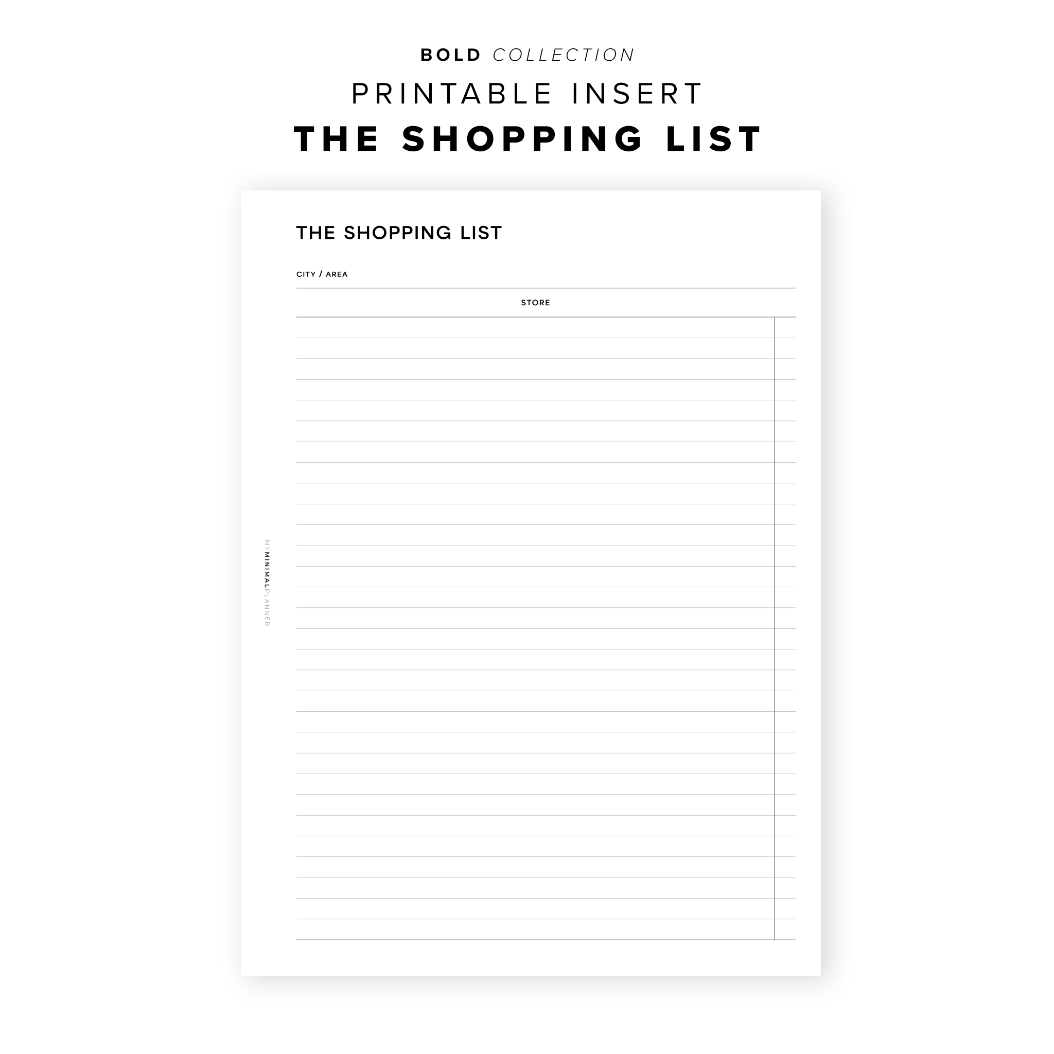 PR273 - The Shopping List - Printable Insert – My Minimal Planner