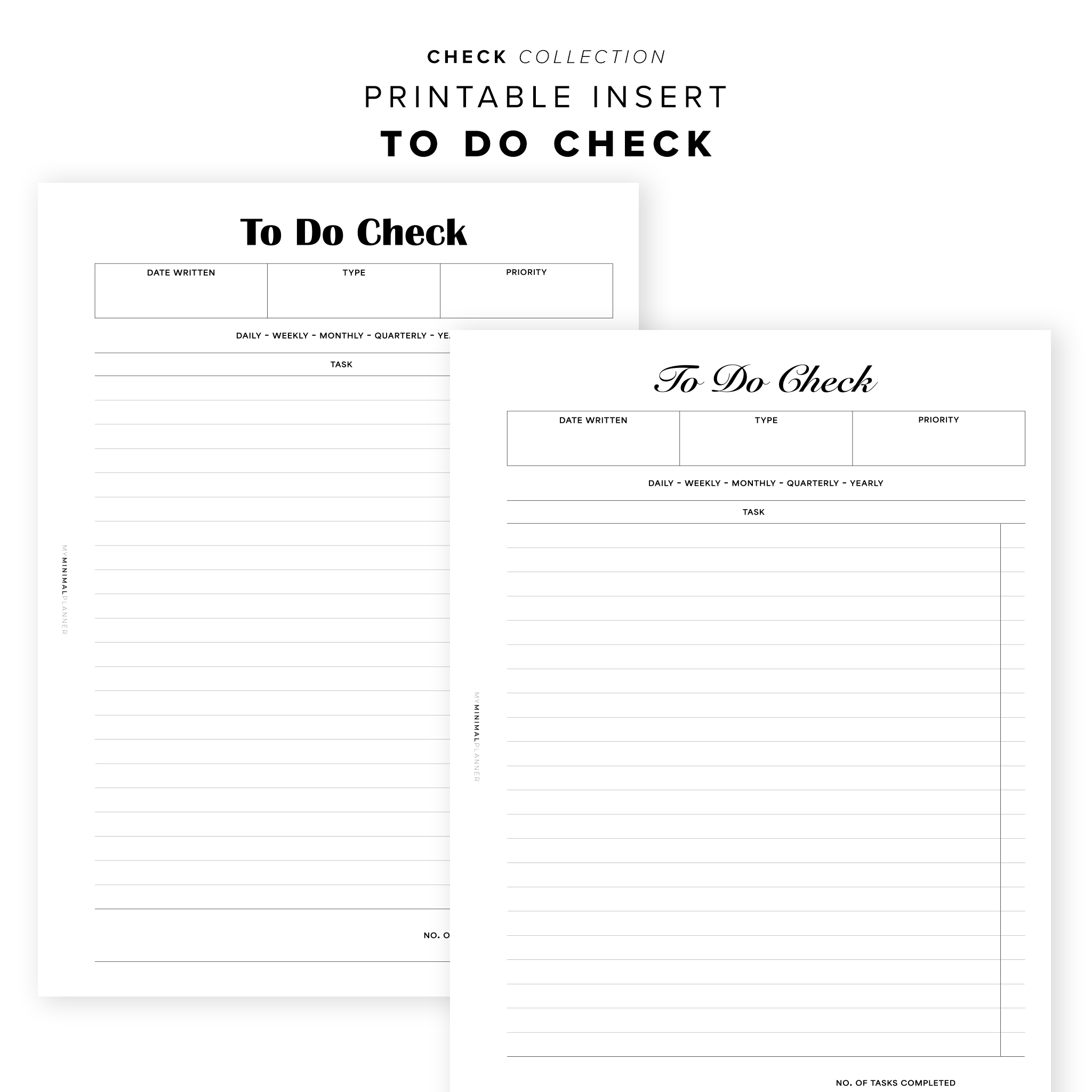 PR357 - To Do Check - Printable Insert – My Minimal Planner