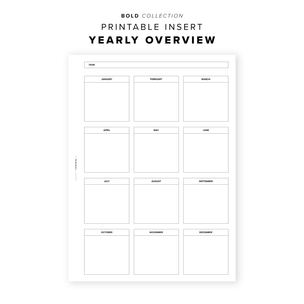 PR328 - Yearly Overview - Printable Insert – My Minimal Planner