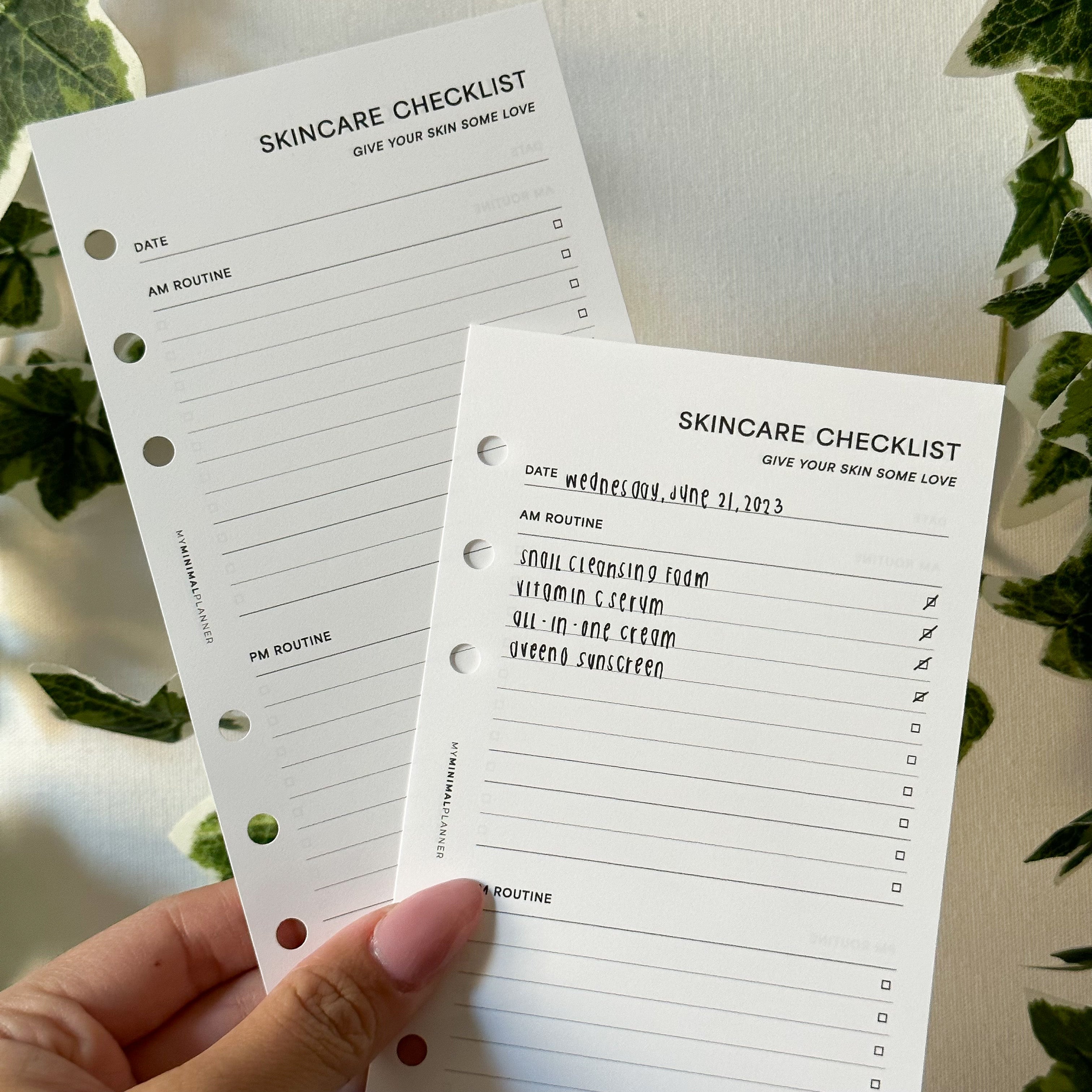PR189 - Skincare Checklist - Printable Insert – My Minimal Planner