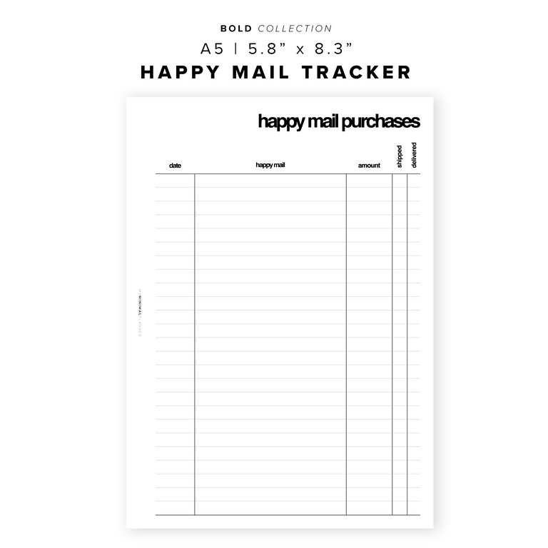 PR144 - Happy Mail Tracker - Printable Insert – My Minimal Planner