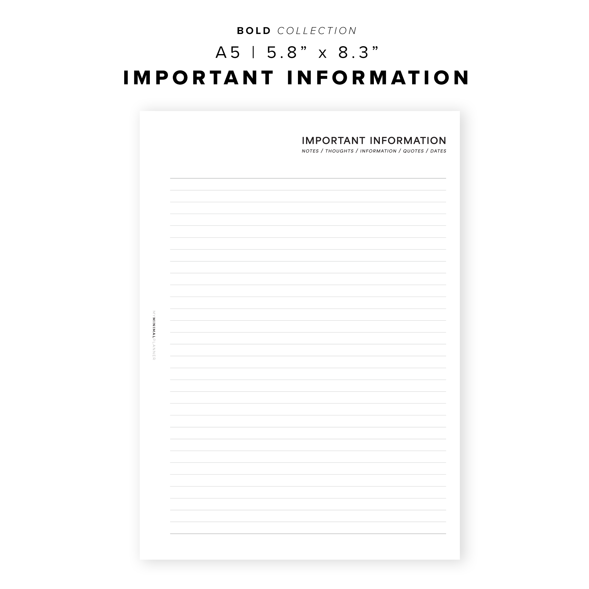 PR210 - Important Information - Printable Insert – My Minimal Planner