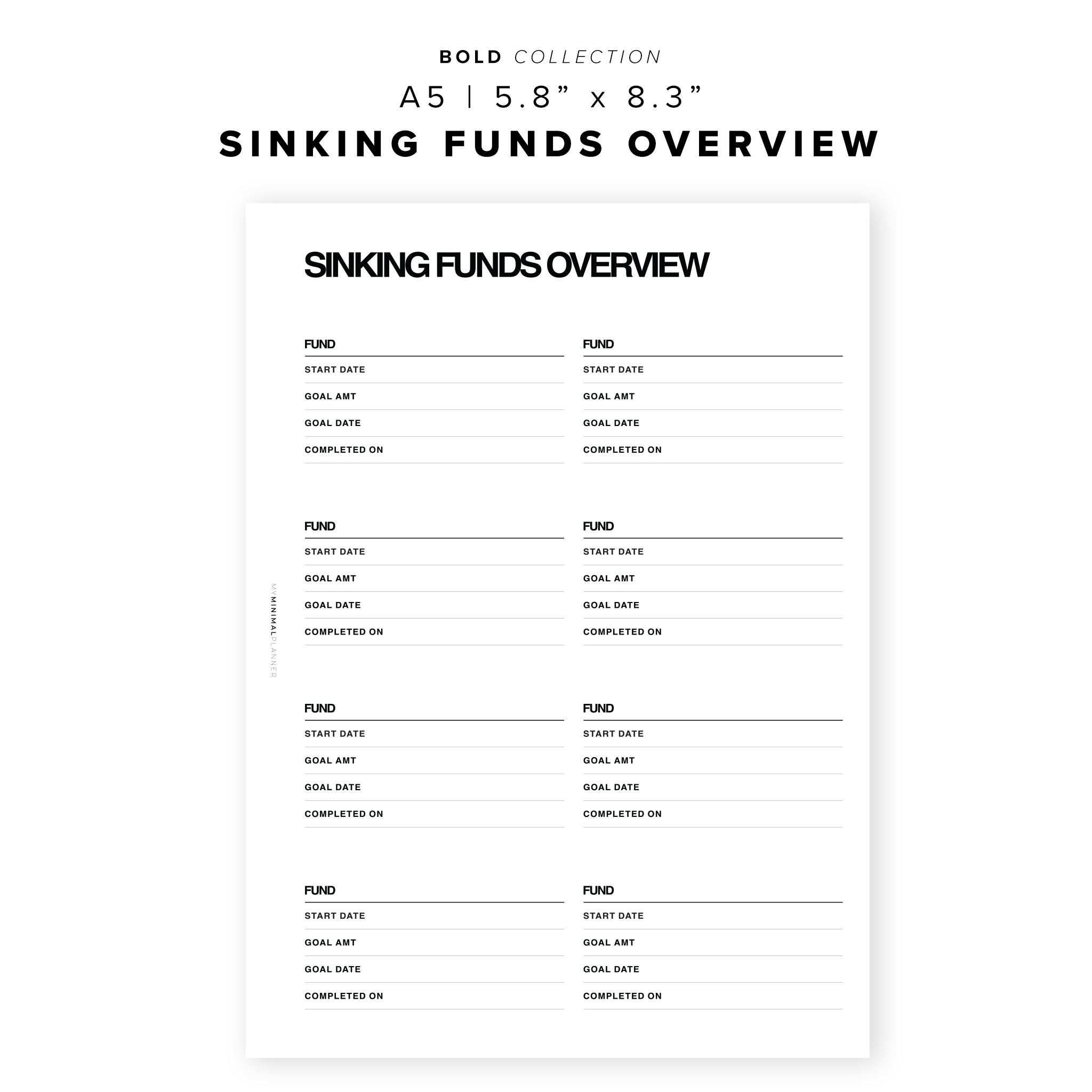 PR118 - Sinking Funds Overview - Printable Insert – My Minimal Planner