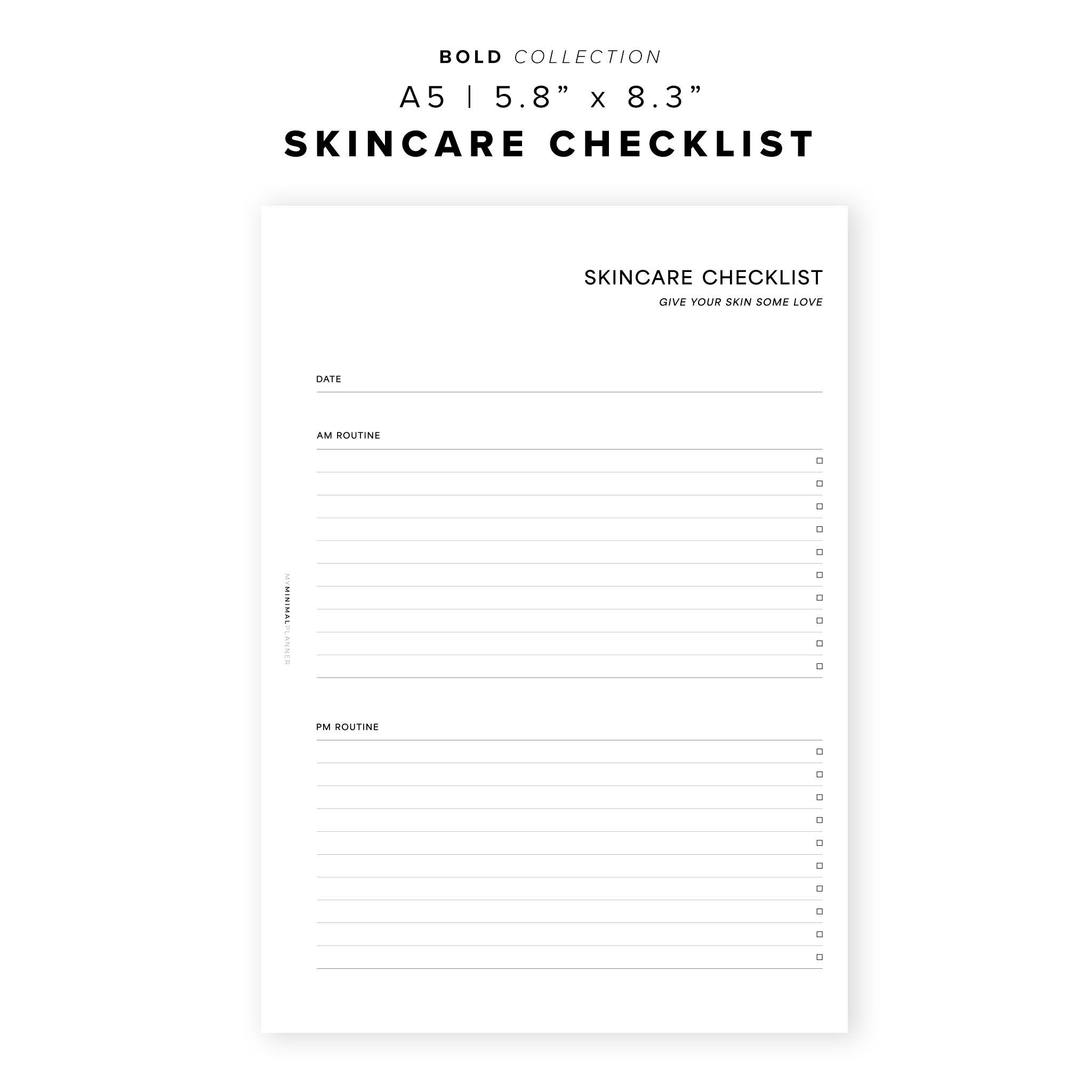 PR189 - Skincare Checklist - Printable Insert – My Minimal Planner