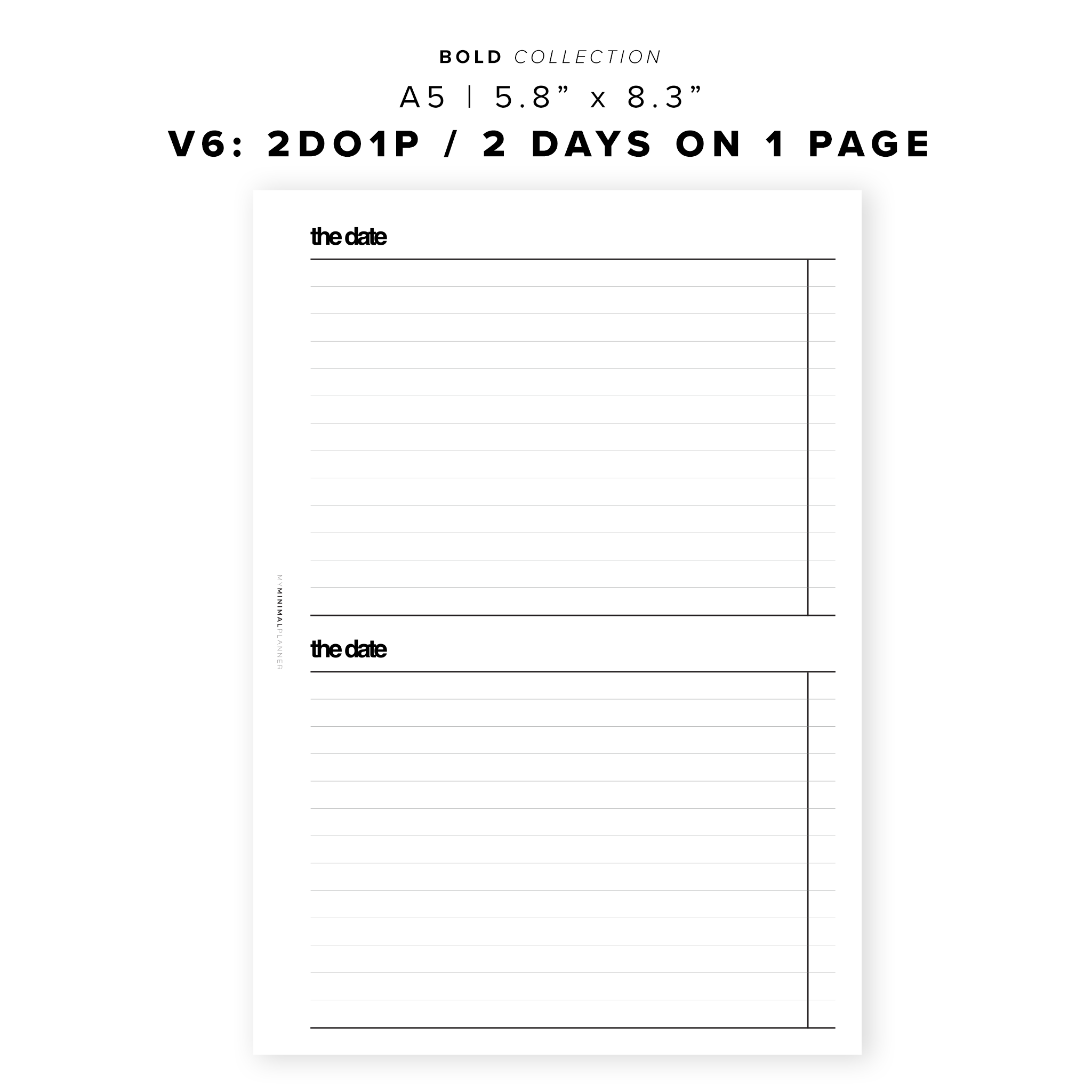 PR143 - V6: 2 Days on 1 Page / 2DO1P - Printable Insert – My Minimal ...