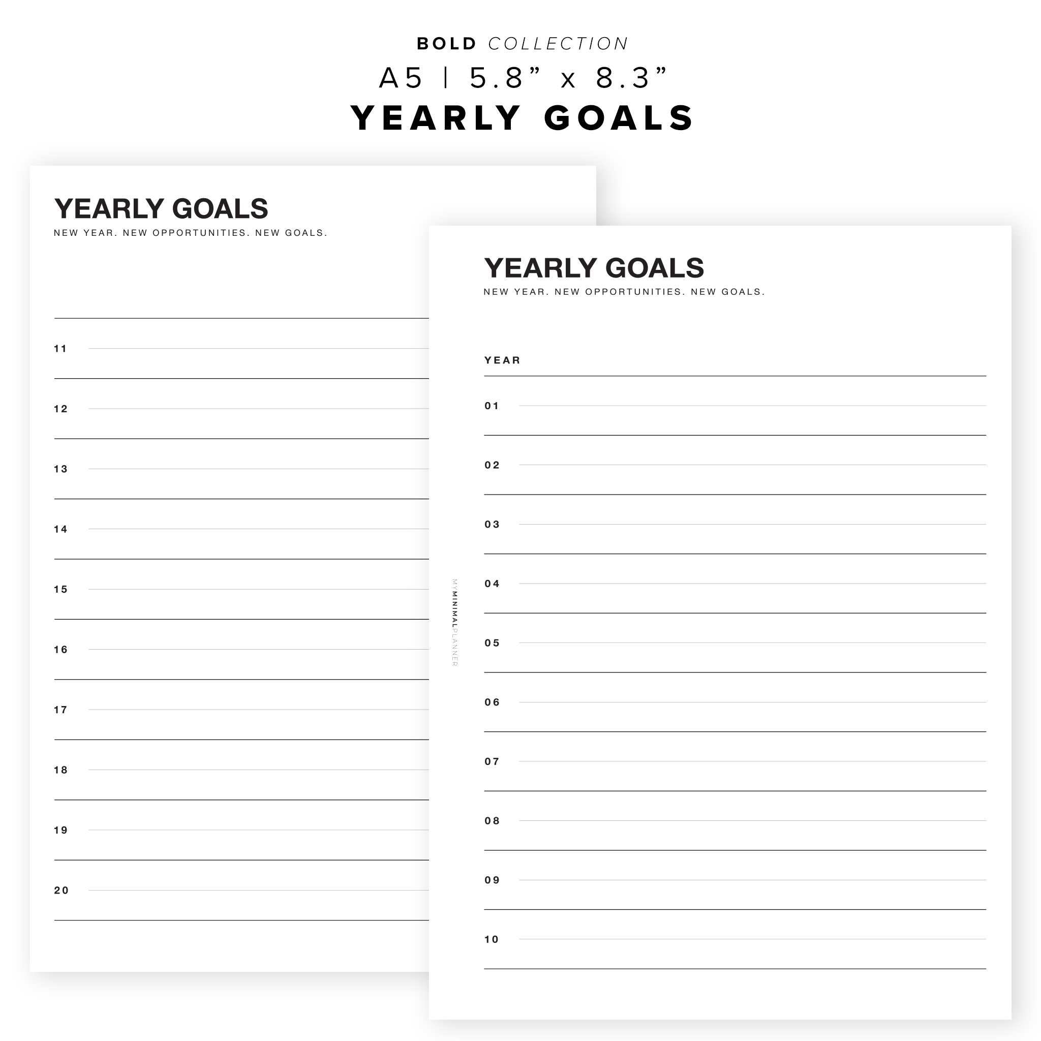 PR67 - Yearly Goals - Printable Insert – My Minimal Planner