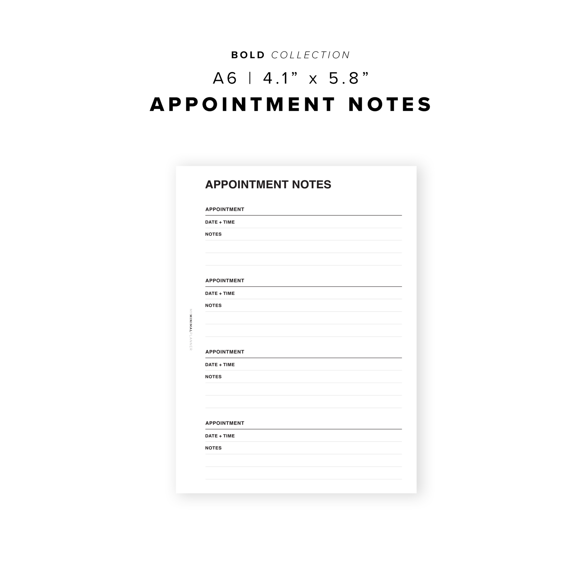 PR98 - Appointment Notes - Printable Insert – My Minimal Planner