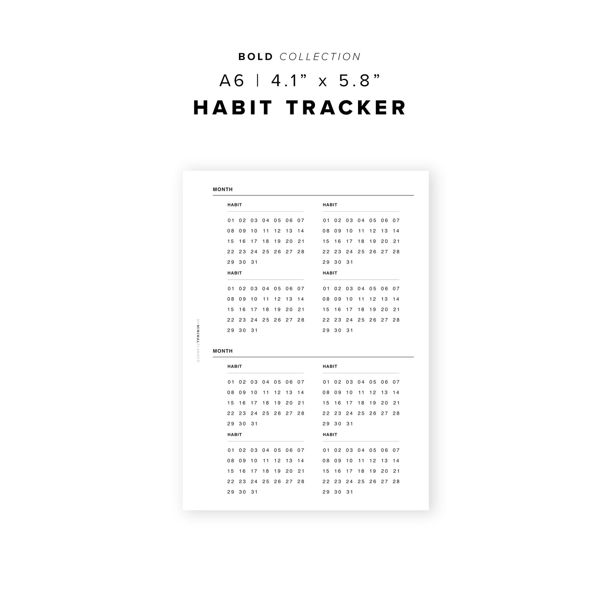 PR89 - Habit Tracker - Printable Insert – My Minimal Planner