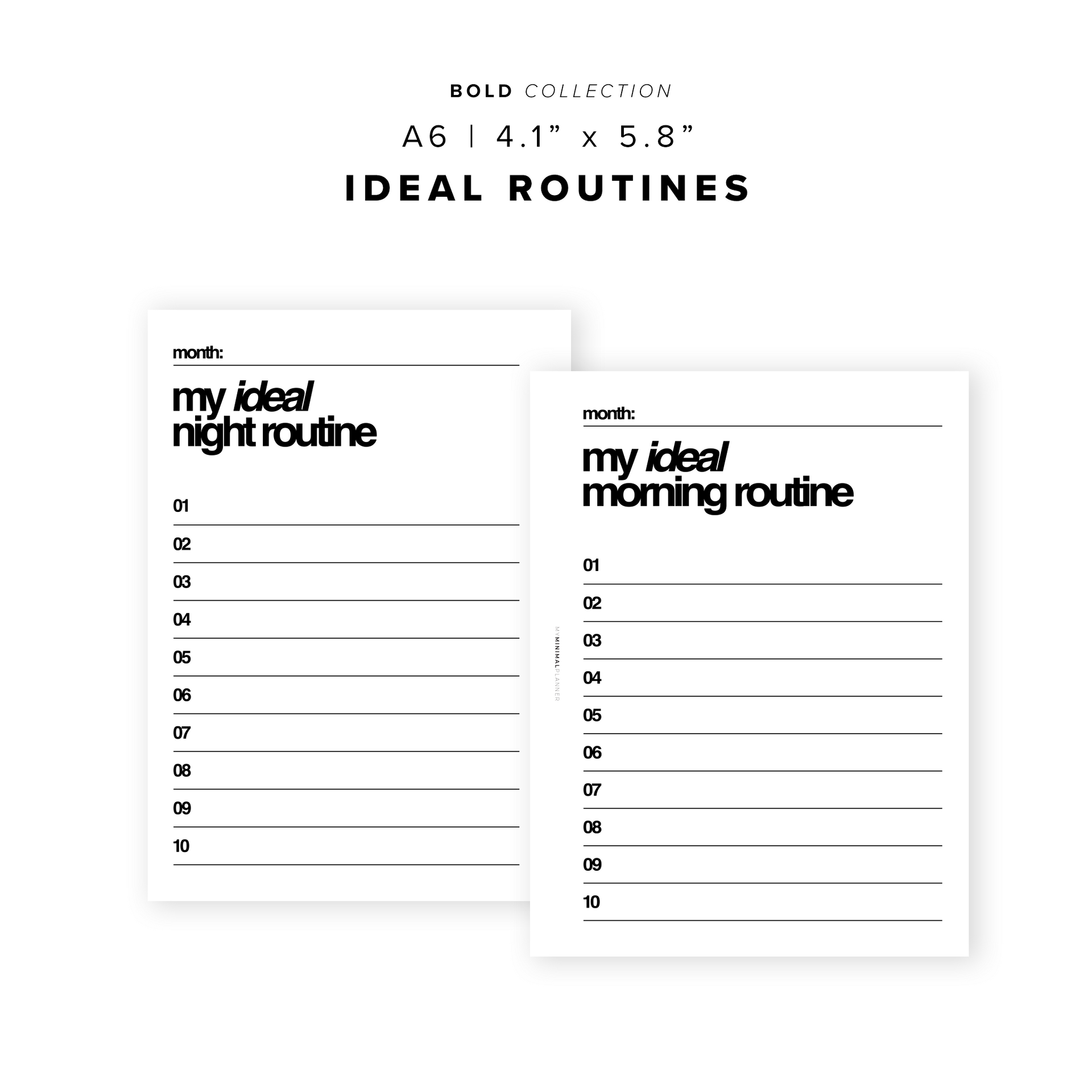 PR157 - Ideal Routines - Printable Insert – My Minimal Planner