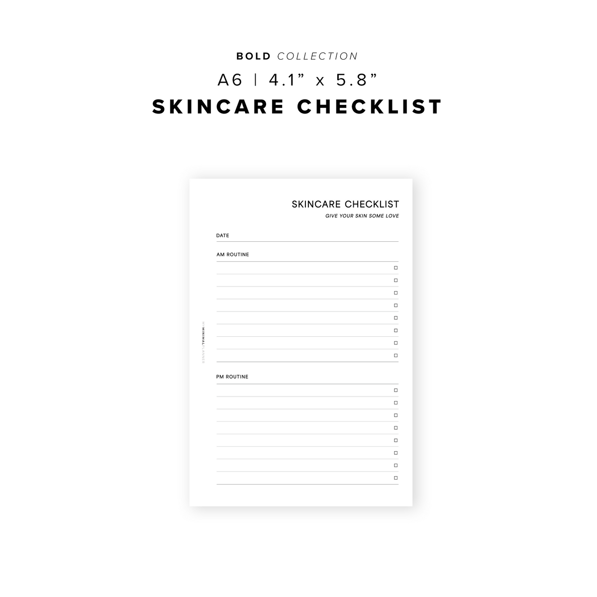 PR189 - Skincare Checklist - Printable Insert – My Minimal Planner