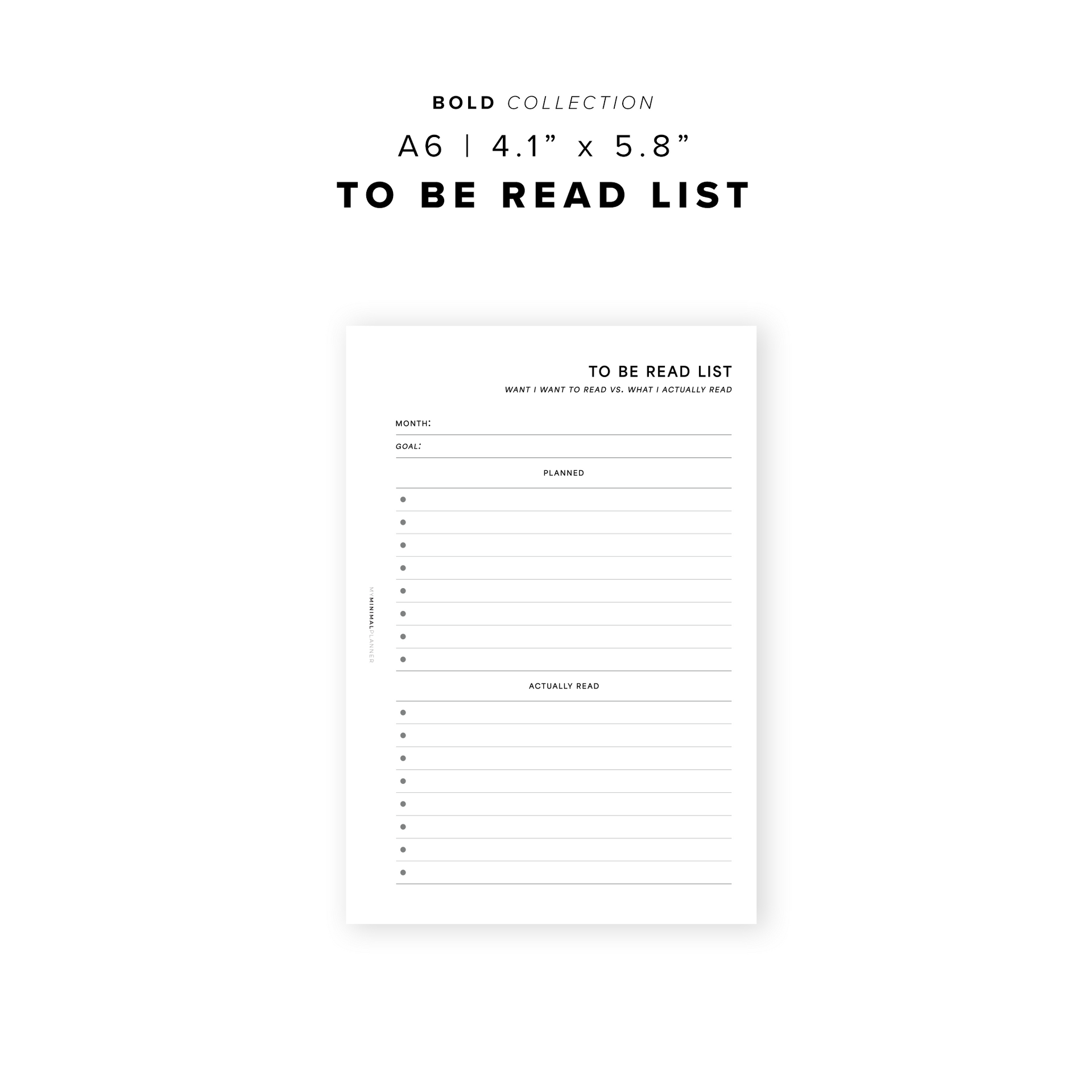 PR190 - To Be Read / TBR List - Printable Insert – My Minimal Planner