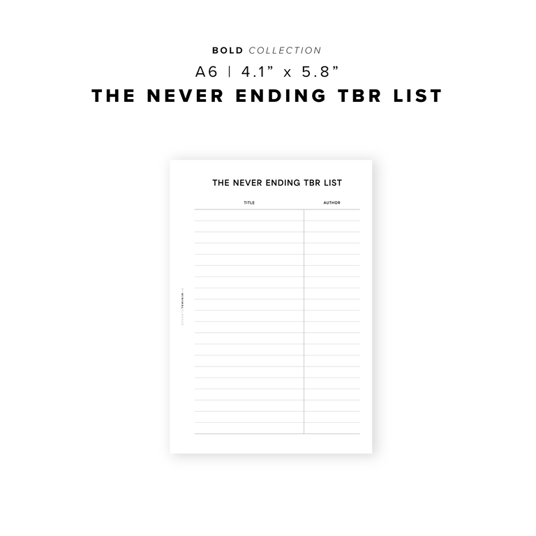 PR192 - The Never Ending TBR List - Printable Insert – My Minimal Planner