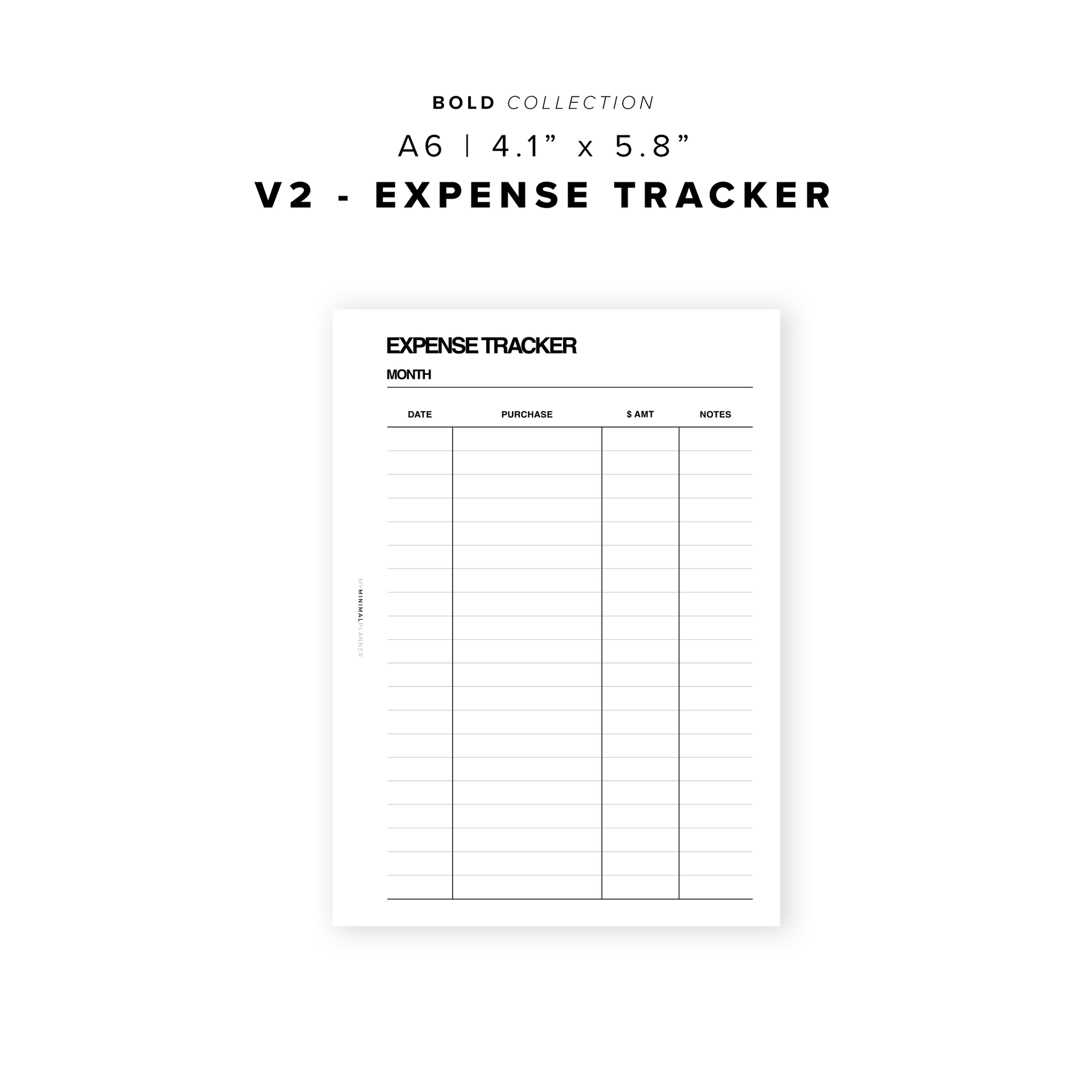 PR117 - Expense Tracker (V2) - Printable Insert – My Minimal Planner