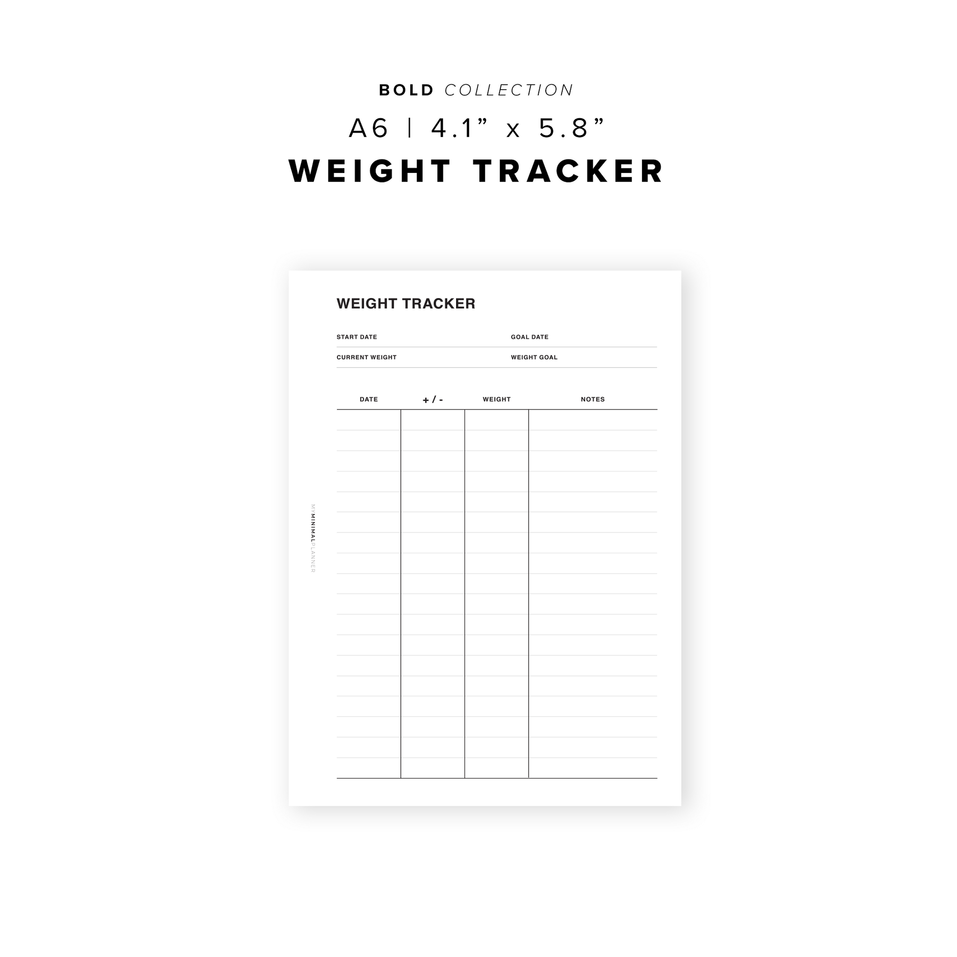 PR80 - Weight Tracker - Printable Insert – My Minimal Planner