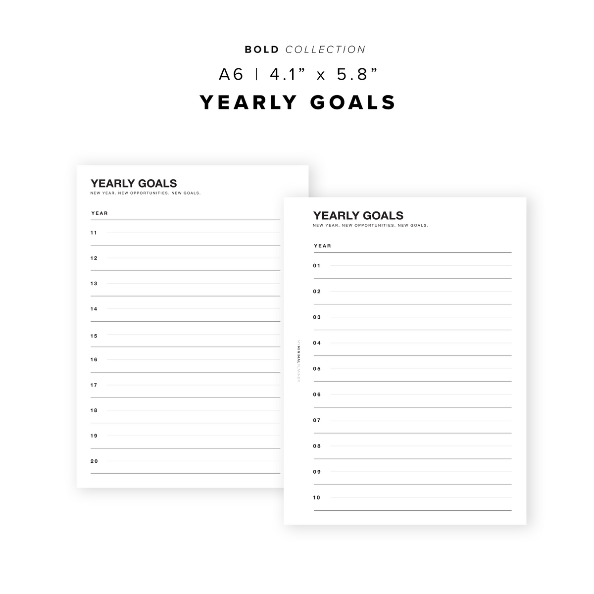PR67 - Yearly Goals - Printable Insert – My Minimal Planner