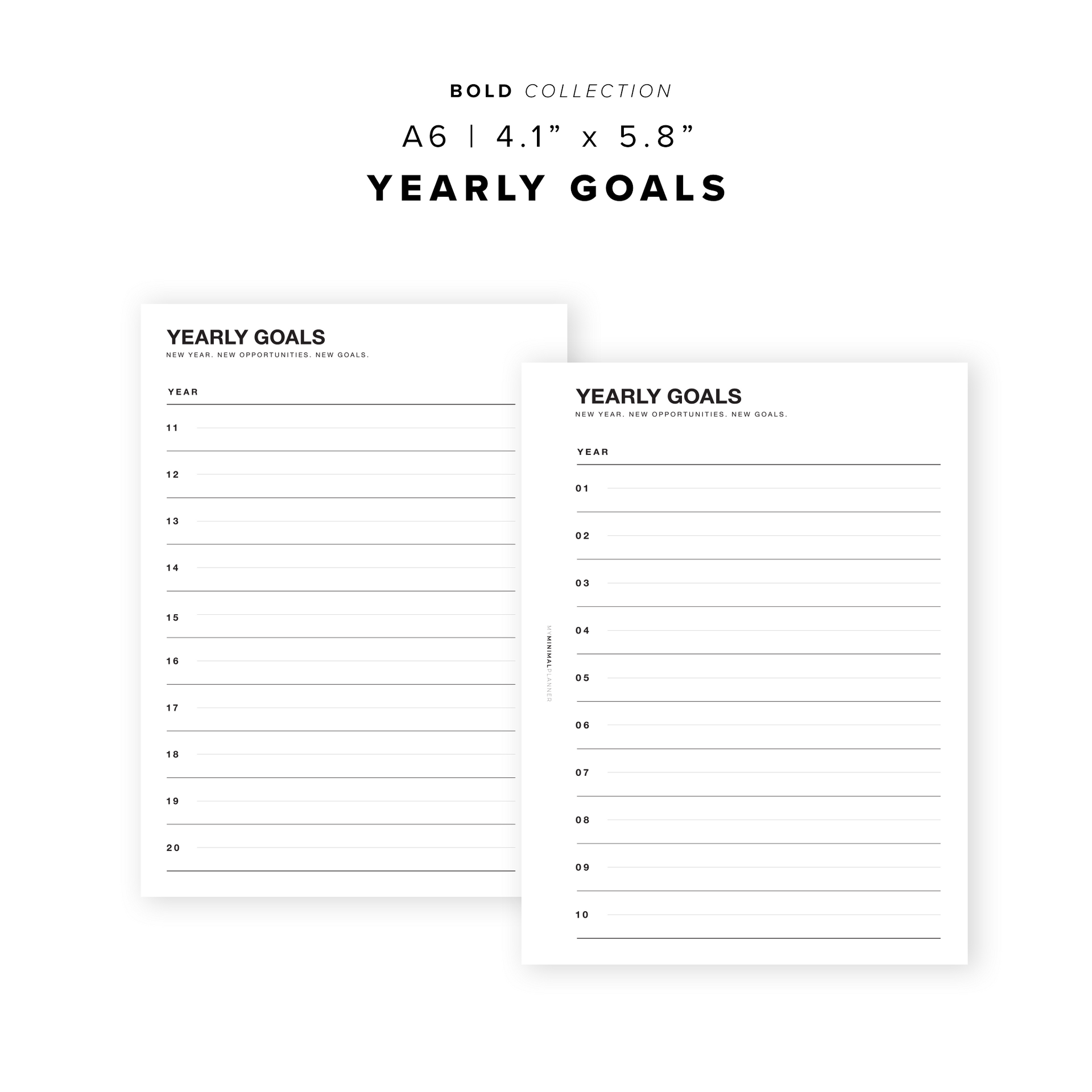 PR67 - Yearly Goals - Printable Insert – My Minimal Planner