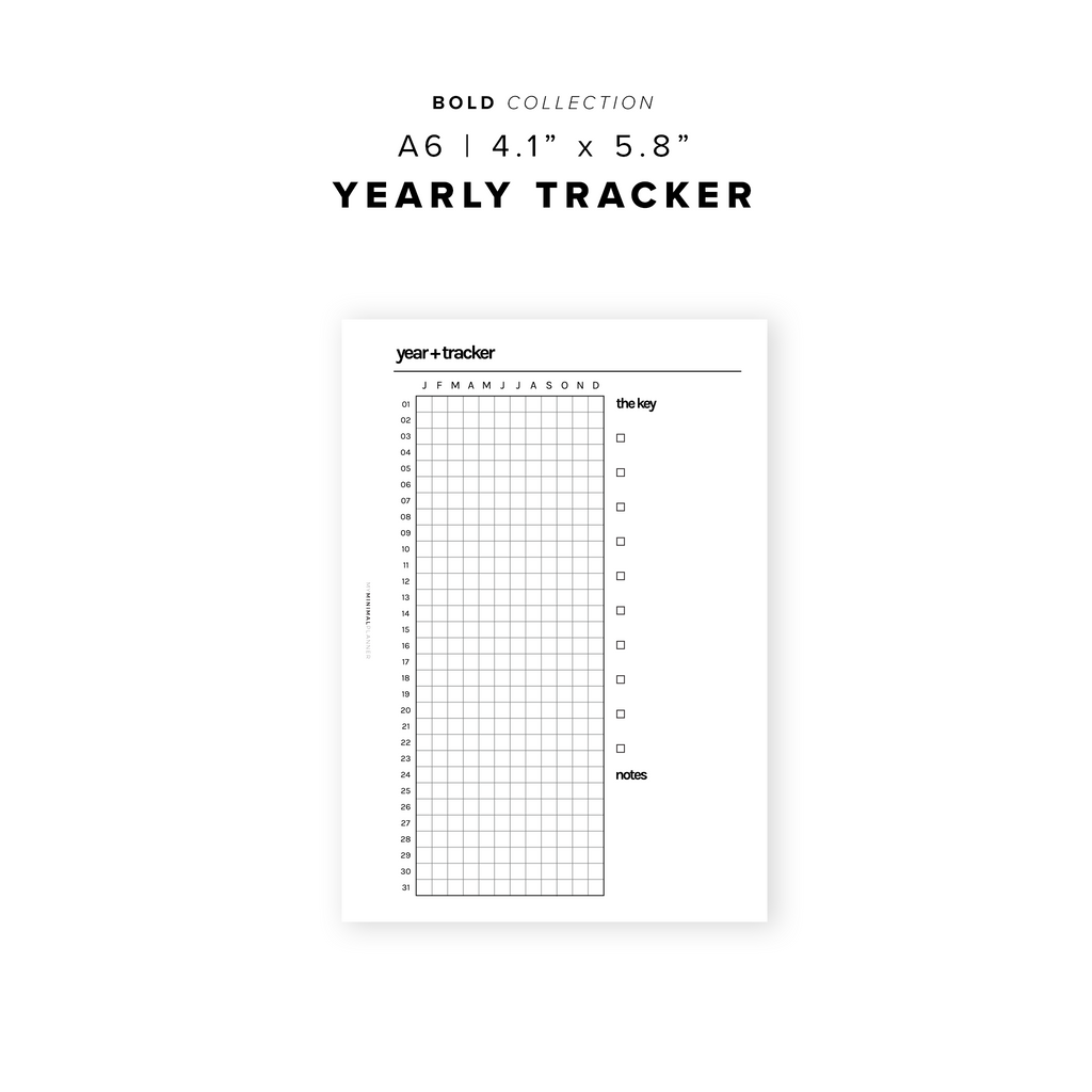 PR169 - Yearly Tracker - Printable Insert – My Minimal Planner