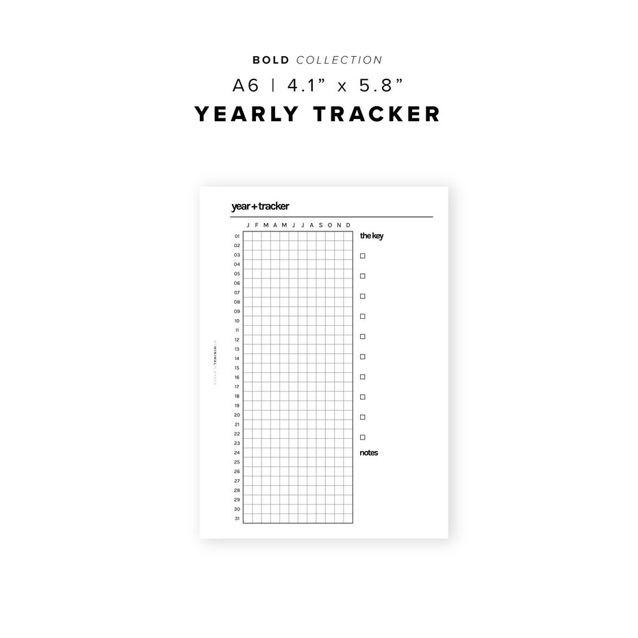 PR169 - Yearly Tracker - Printable Insert – My Minimal Planner