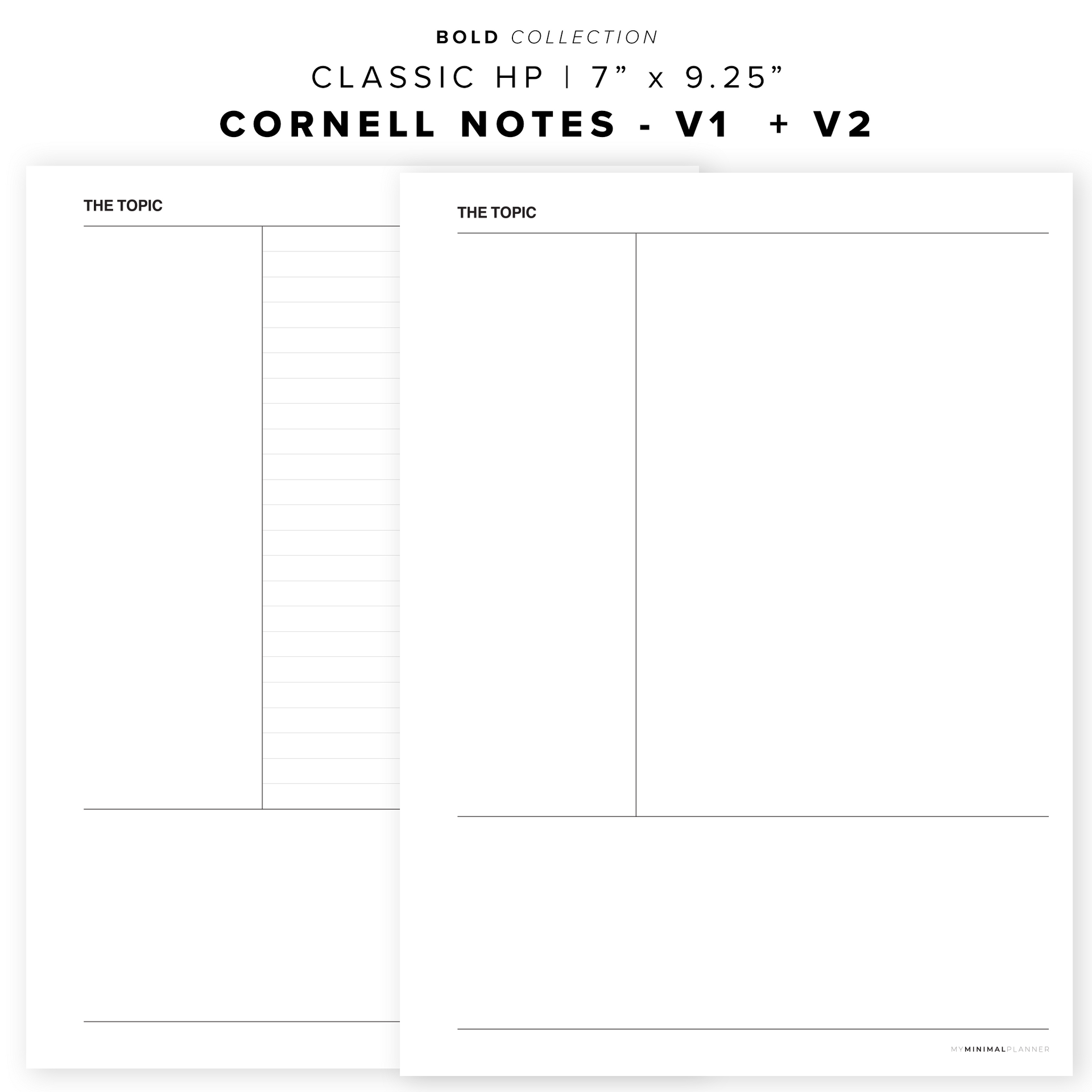 PR103 - Cornell Notes - Printable Insert – My Minimal Planner