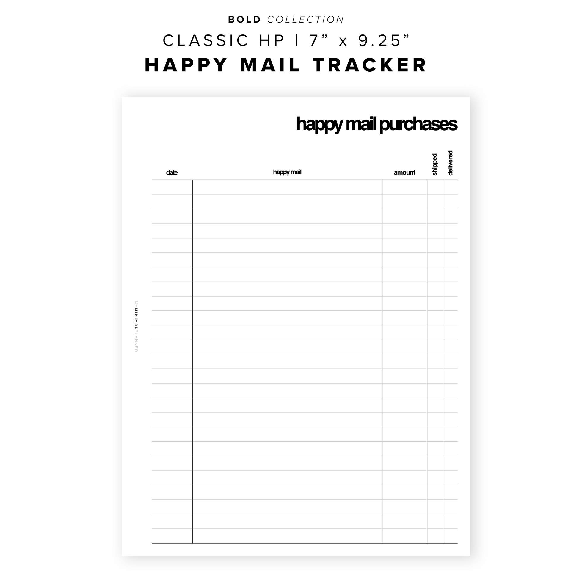 PR144 - Happy Mail Tracker - Printable Insert – My Minimal Planner
