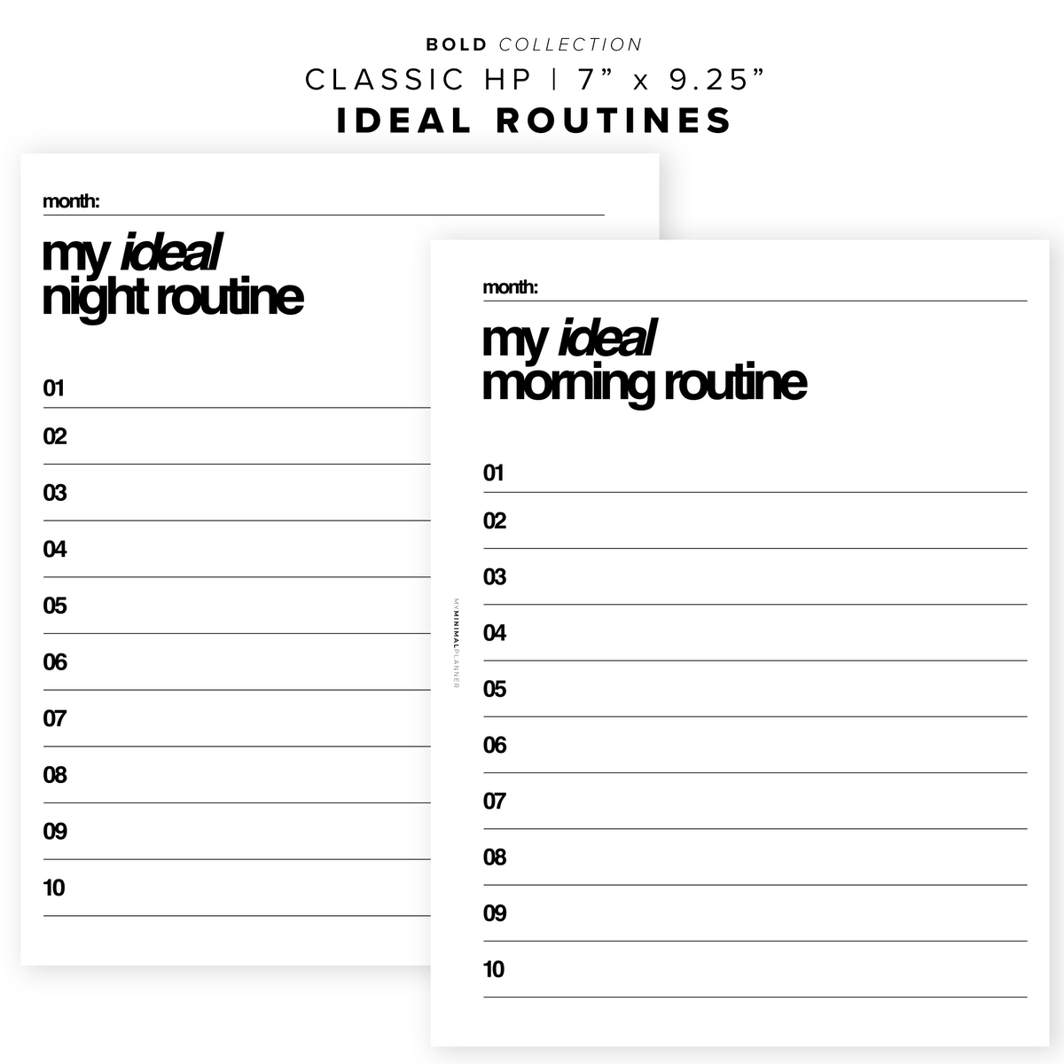 PR157 - Ideal Routines - Printable Insert – My Minimal Planner