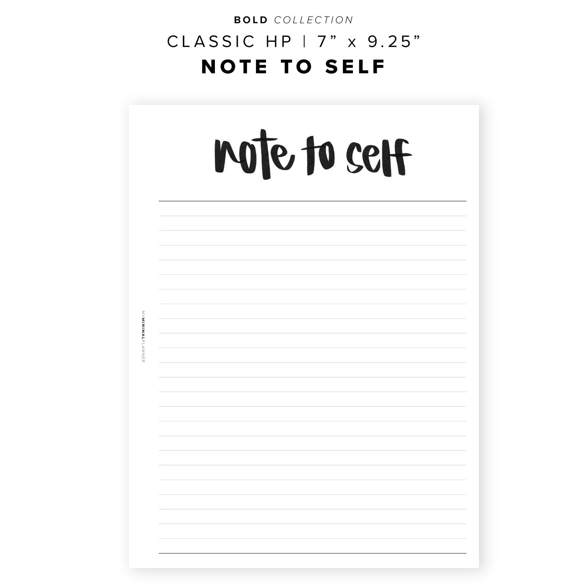 PR160 - Note to Self - Printable Insert – My Minimal Planner