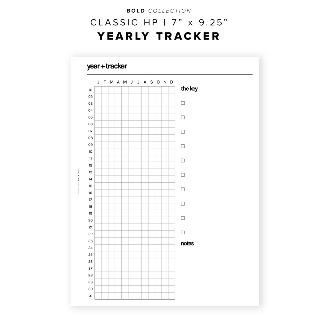 PR169 - Yearly Tracker - Printable Insert – My Minimal Planner
