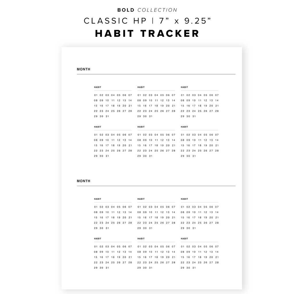 PR89 - Habit Tracker - Printable Insert – My Minimal Planner