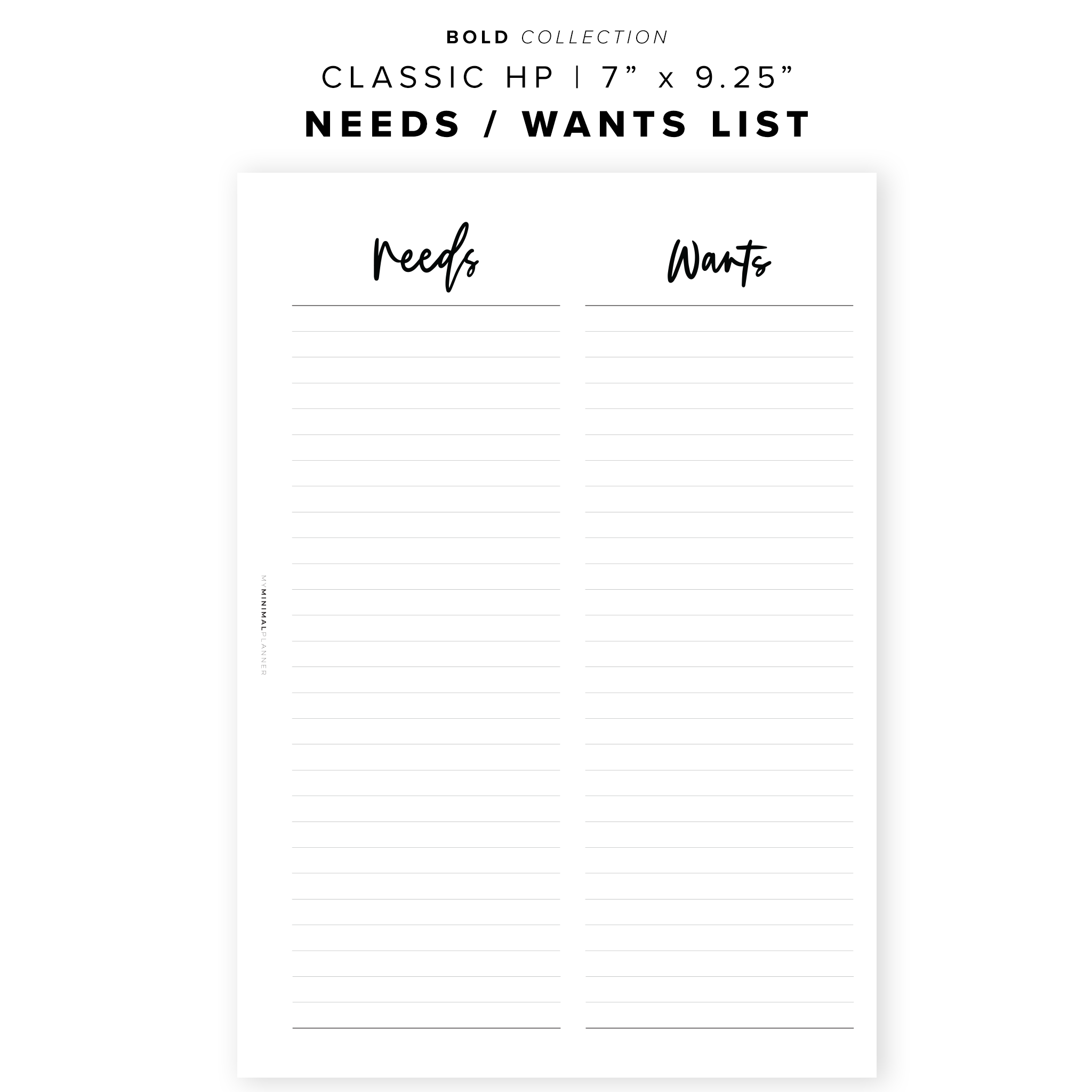 PR60 Needs Wants List Printable Insert My Minimal Planner pr60-needs-wants-list-printable-insert-my-minimal-planner
