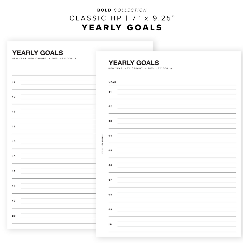 PR67 - Yearly Goals - Printable Insert – My Minimal Planner