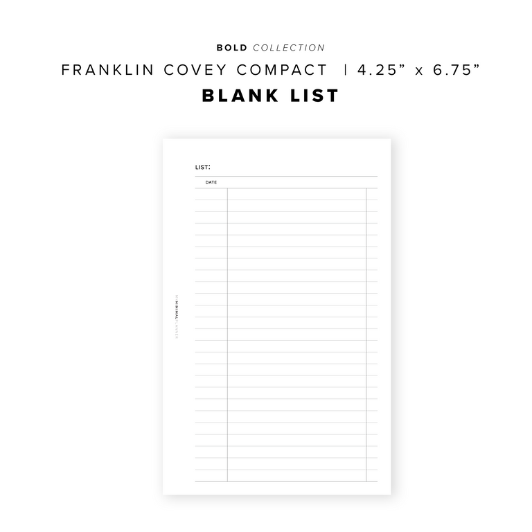 PR202 - Blank List - Printable Insert – My Minimal Planner