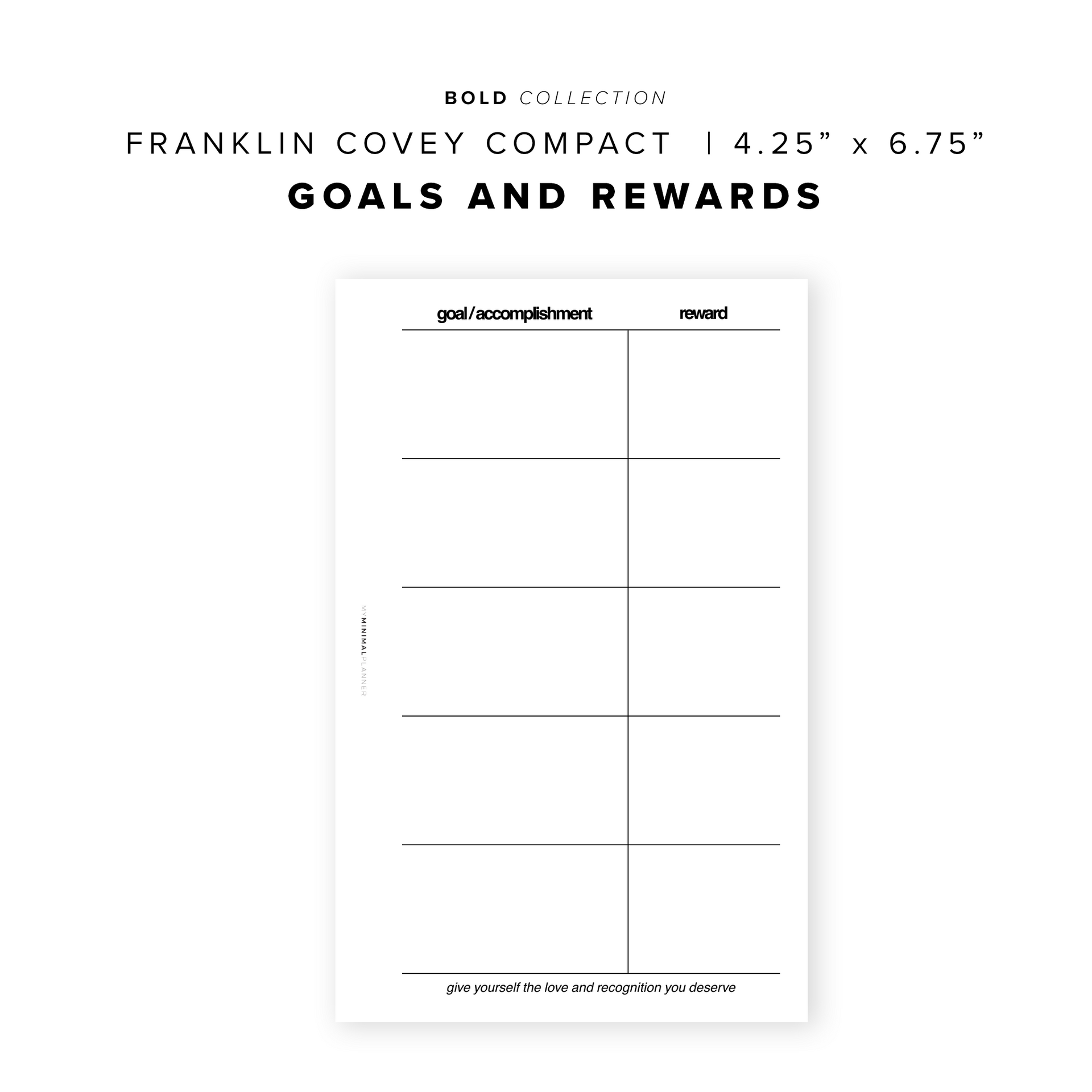 PR158 - Goals and Rewards - Printable Insert – My Minimal Planner
