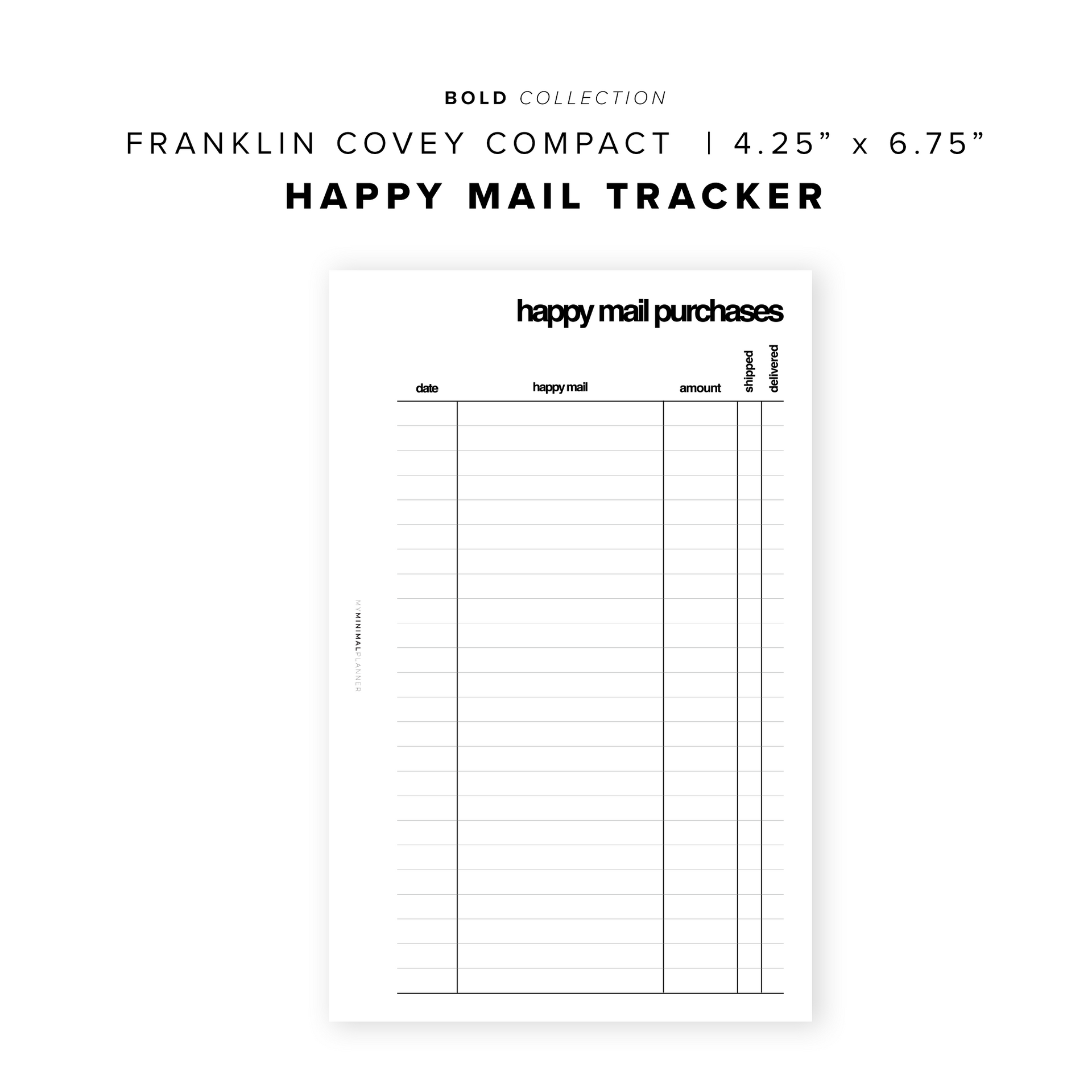 PR144 - Happy Mail Tracker - Printable Insert – My Minimal Planner