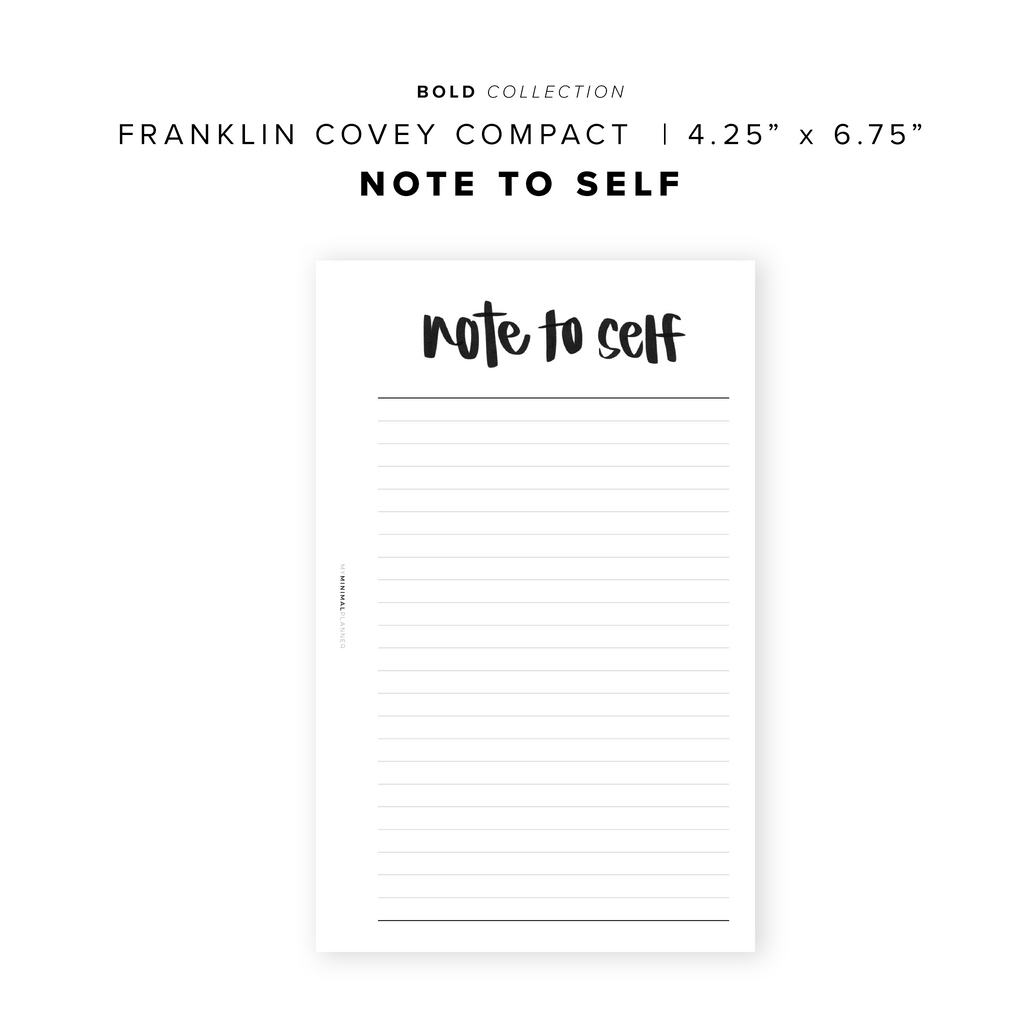 PR160 - Note to Self - Printable Insert – My Minimal Planner