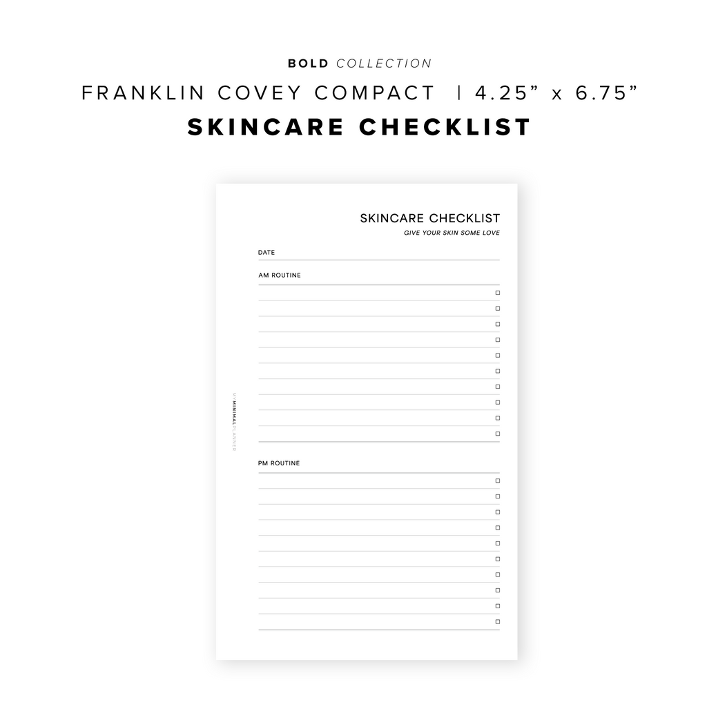 PR189 - Skincare Checklist - Printable Insert – My Minimal Planner
