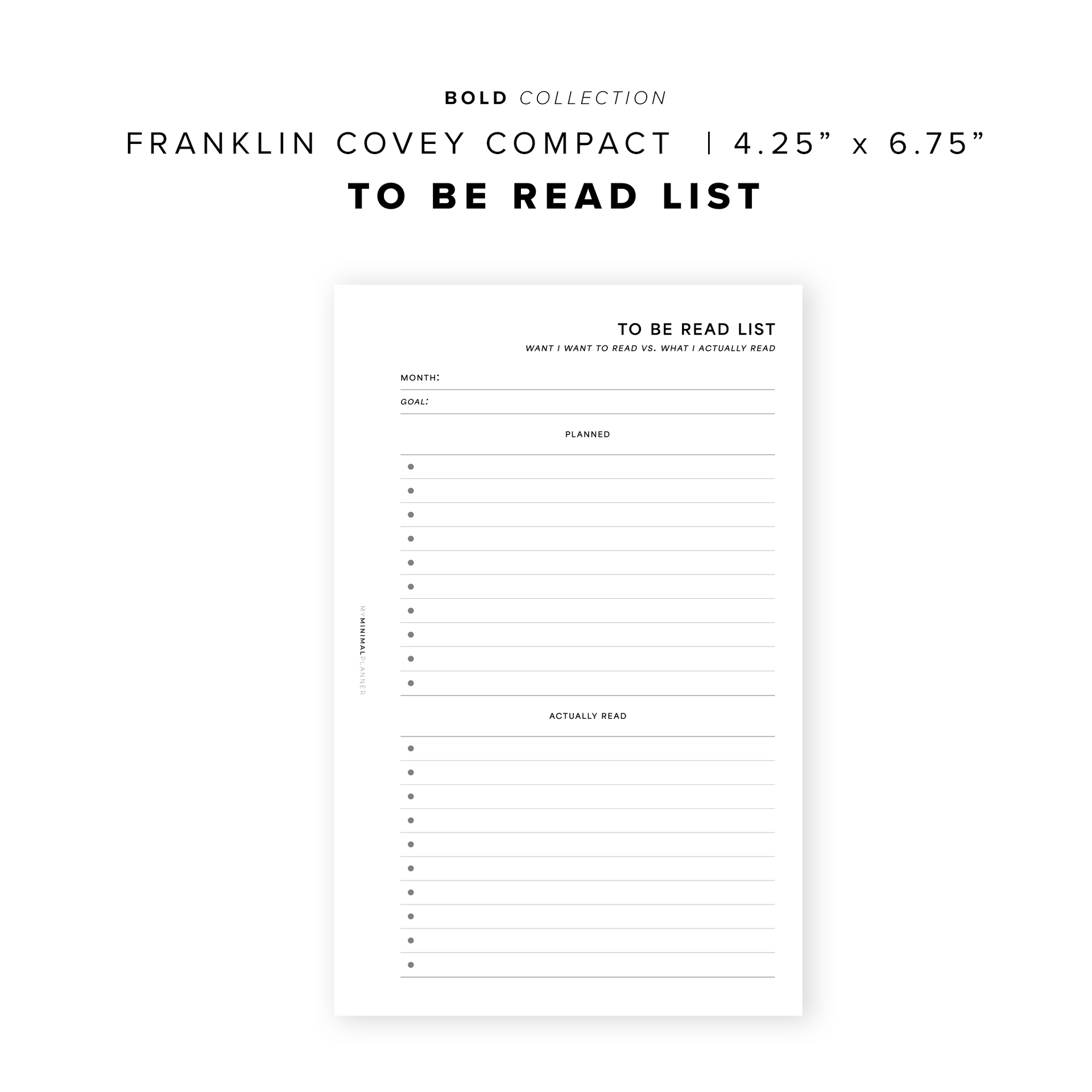 PR190 - To Be Read / TBR List - Printable Insert – My Minimal Planner