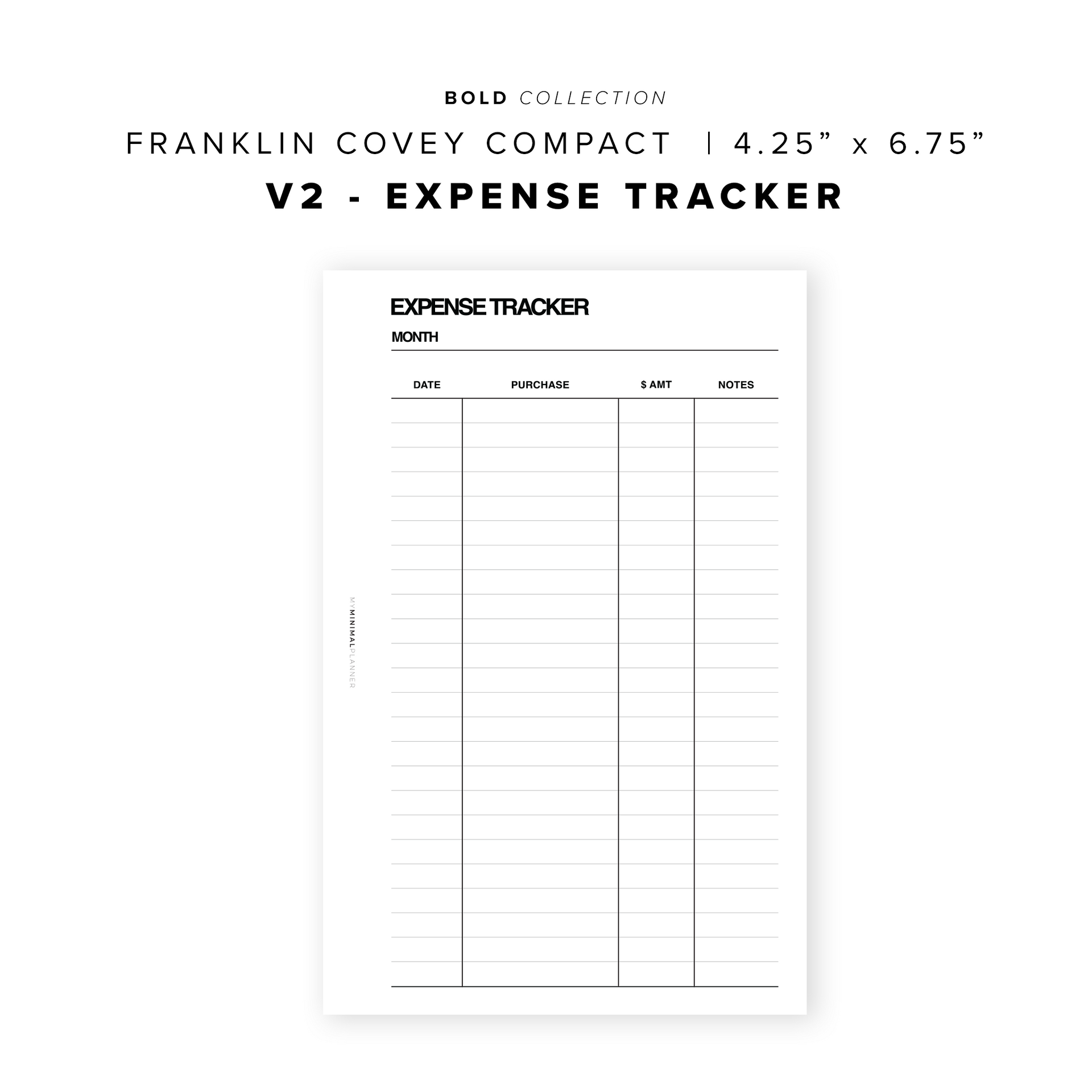 PR117 - Expense Tracker (V2) - Printable Insert – My Minimal Planner